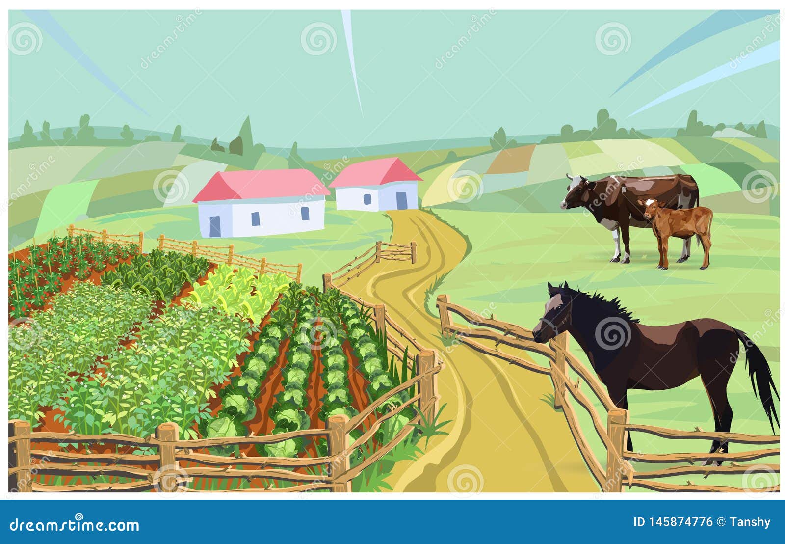 Cow Illustration Vector Realistic Farm Animals Stock Vector ...