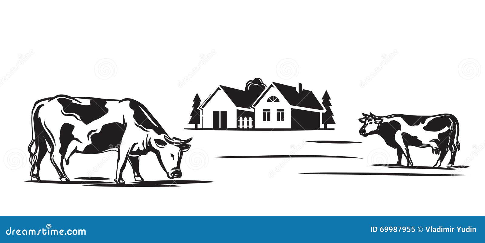 Cow and farm stock vector. Illustration of agricultural - 69987955