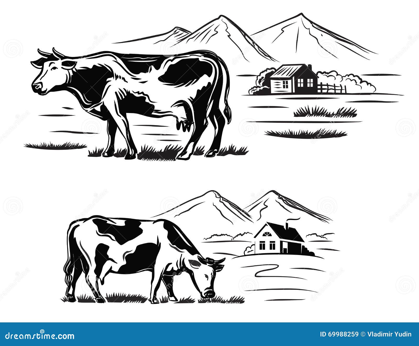 Cow and farm stock vector. Illustration of natural, dairy - 69988259