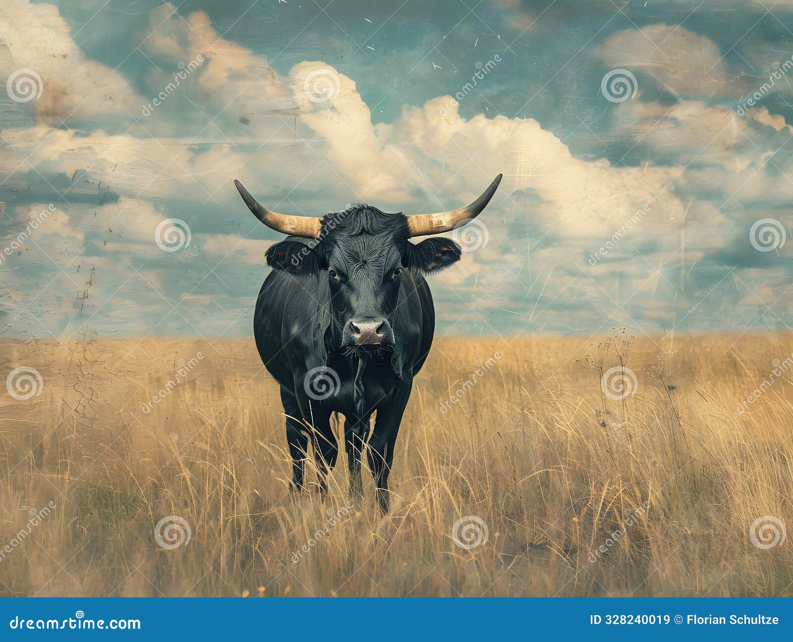 Cow in the field stock illustration. Illustration of nature - 328240019