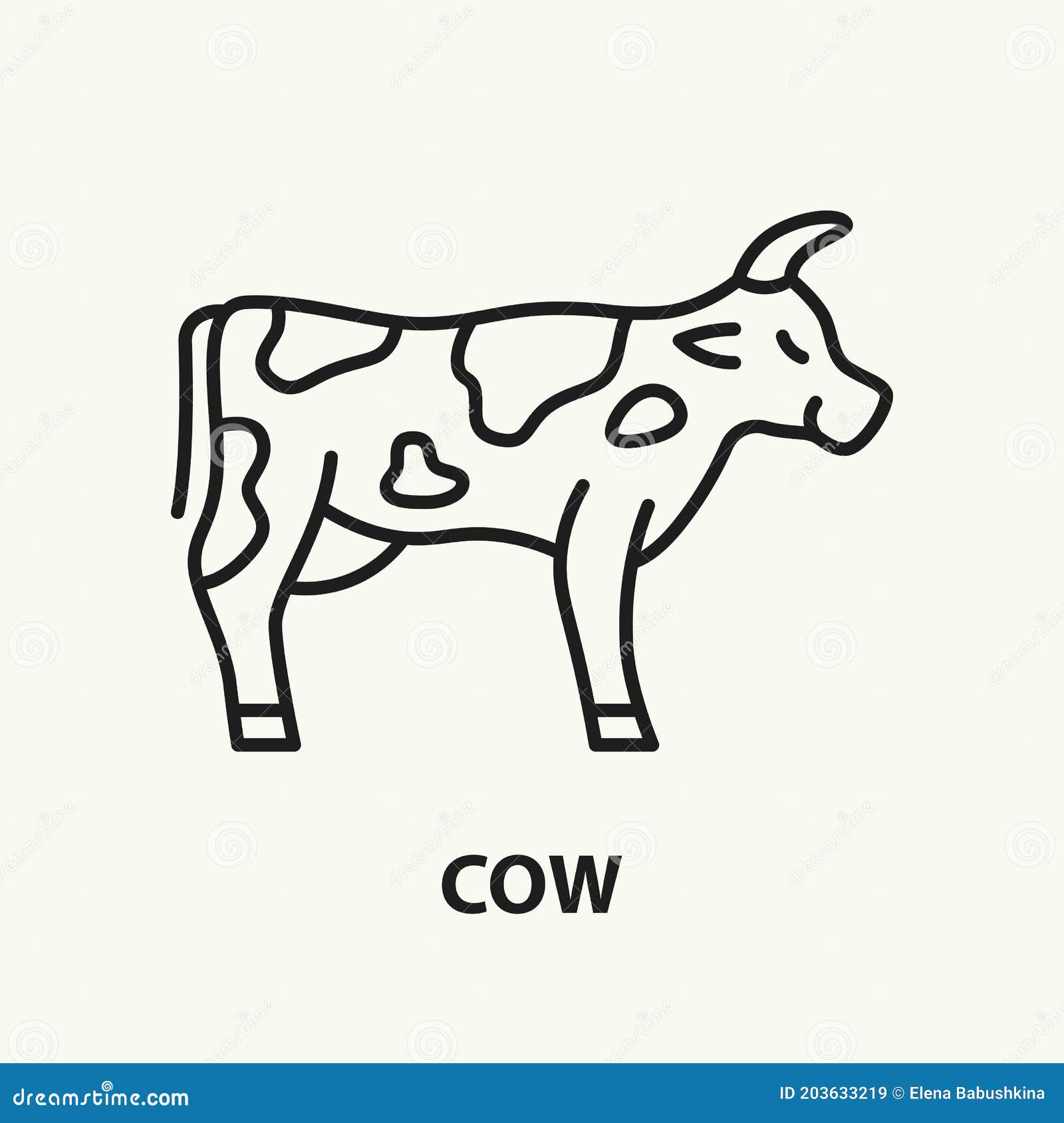 Cow Flat Line Icon. Cattle Breeding Sign Stock Vector - Illustration of ...