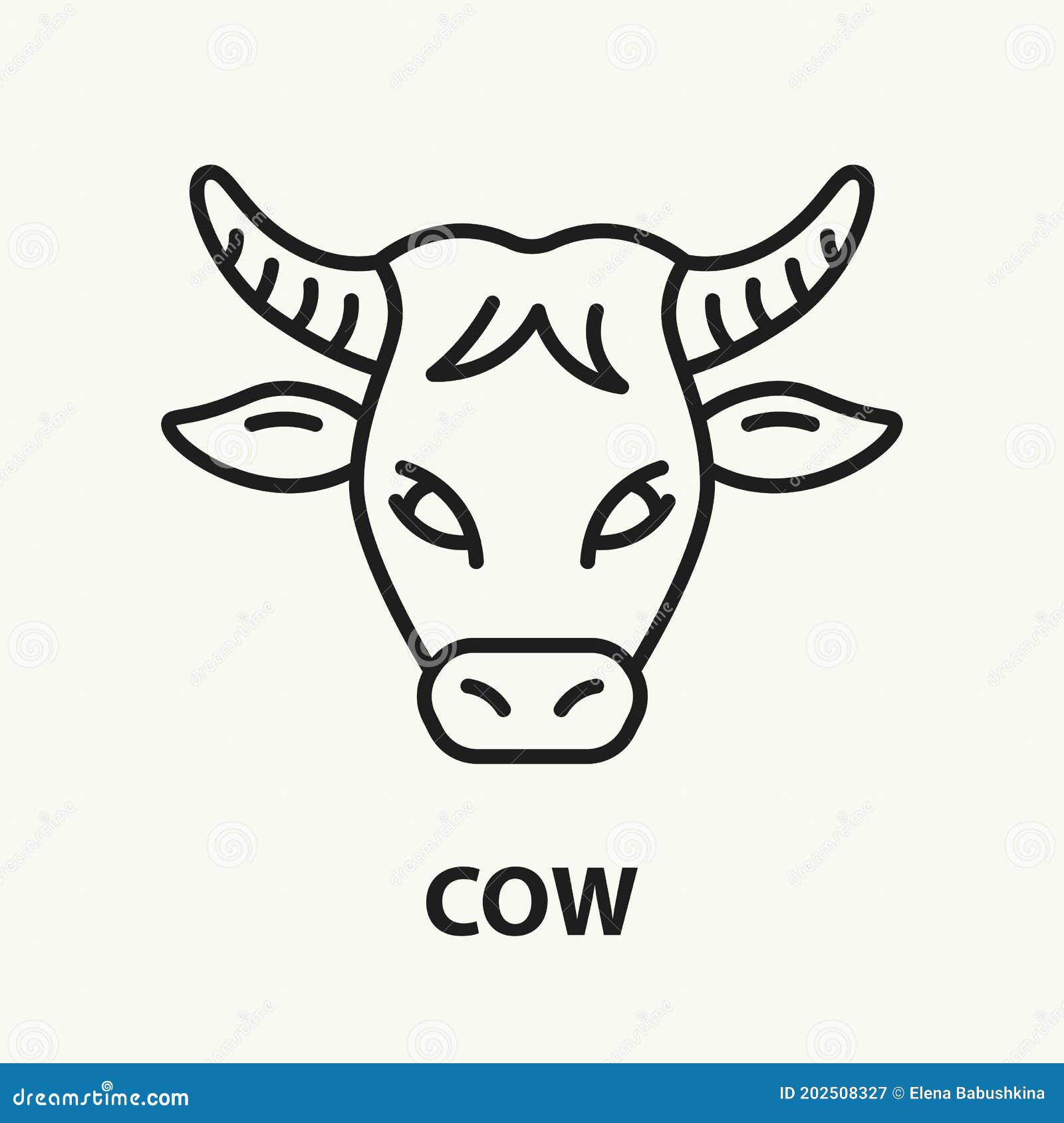 Cow Flat Line Icon. Cattle Breeding Symbol Stock Vector - Illustration ...