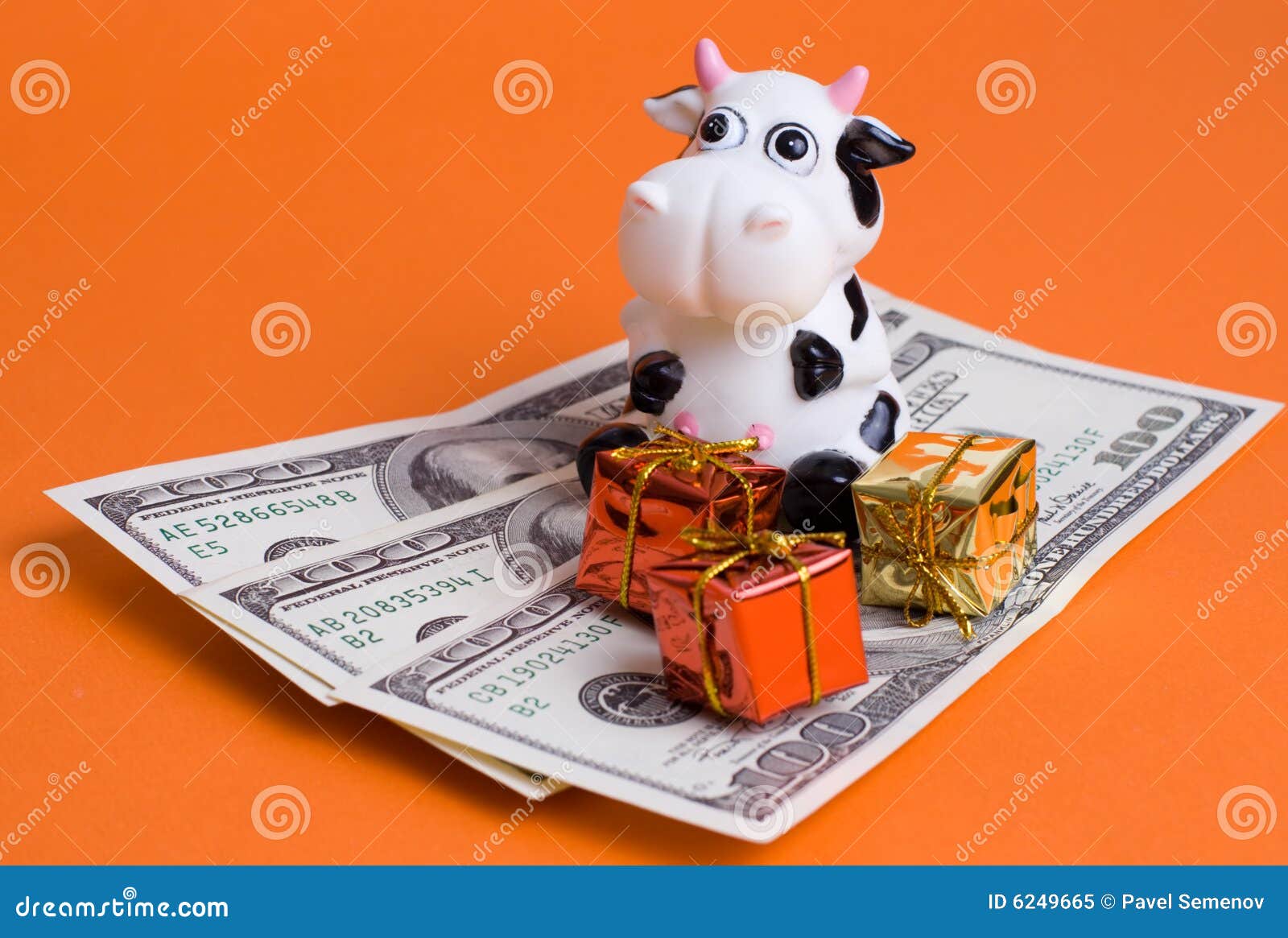 Cow and gifts stock image. Image of games, leisure, fortune - 6249665
