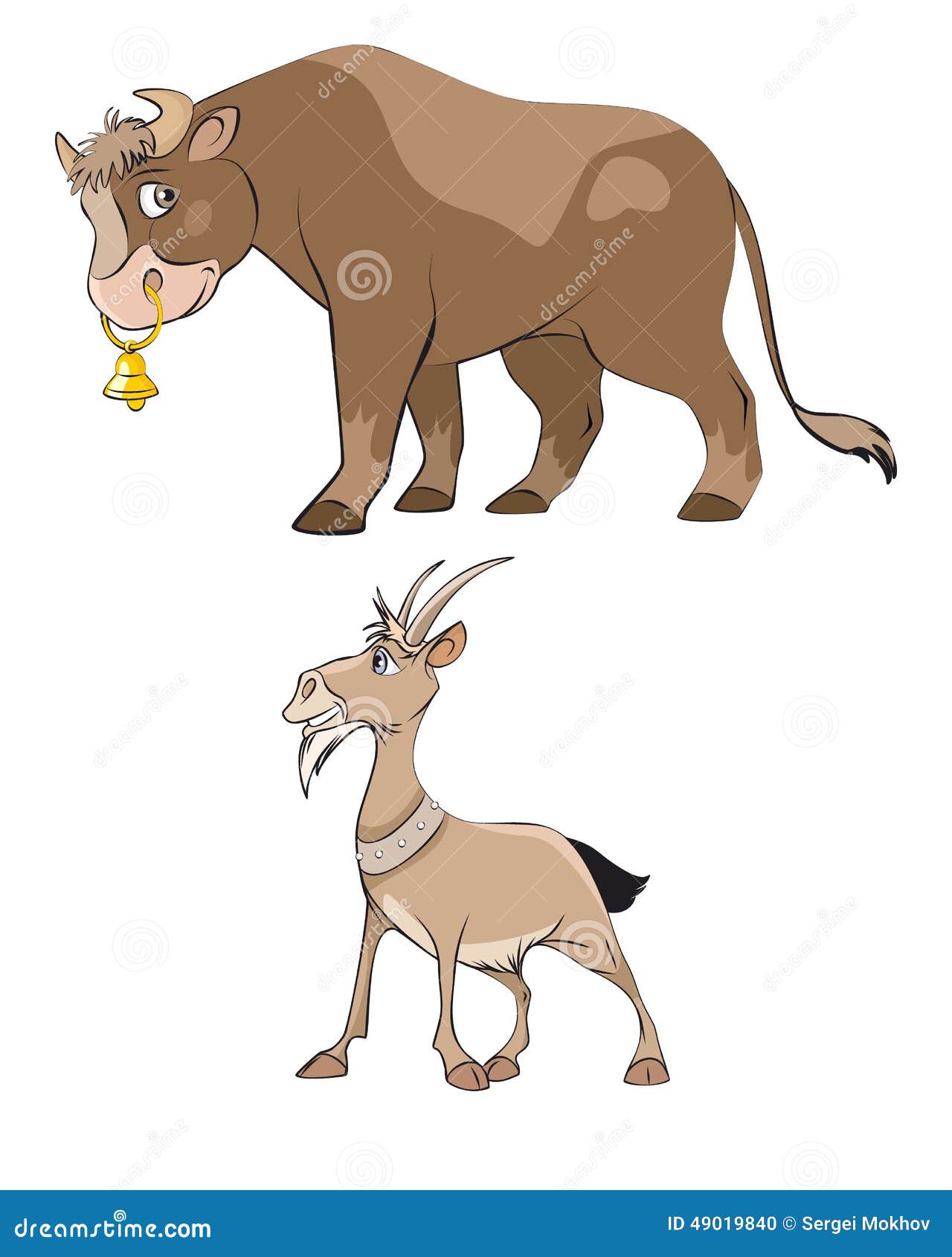 Cow and goat stock vector. Illustration of painting, barnyard - 49019840