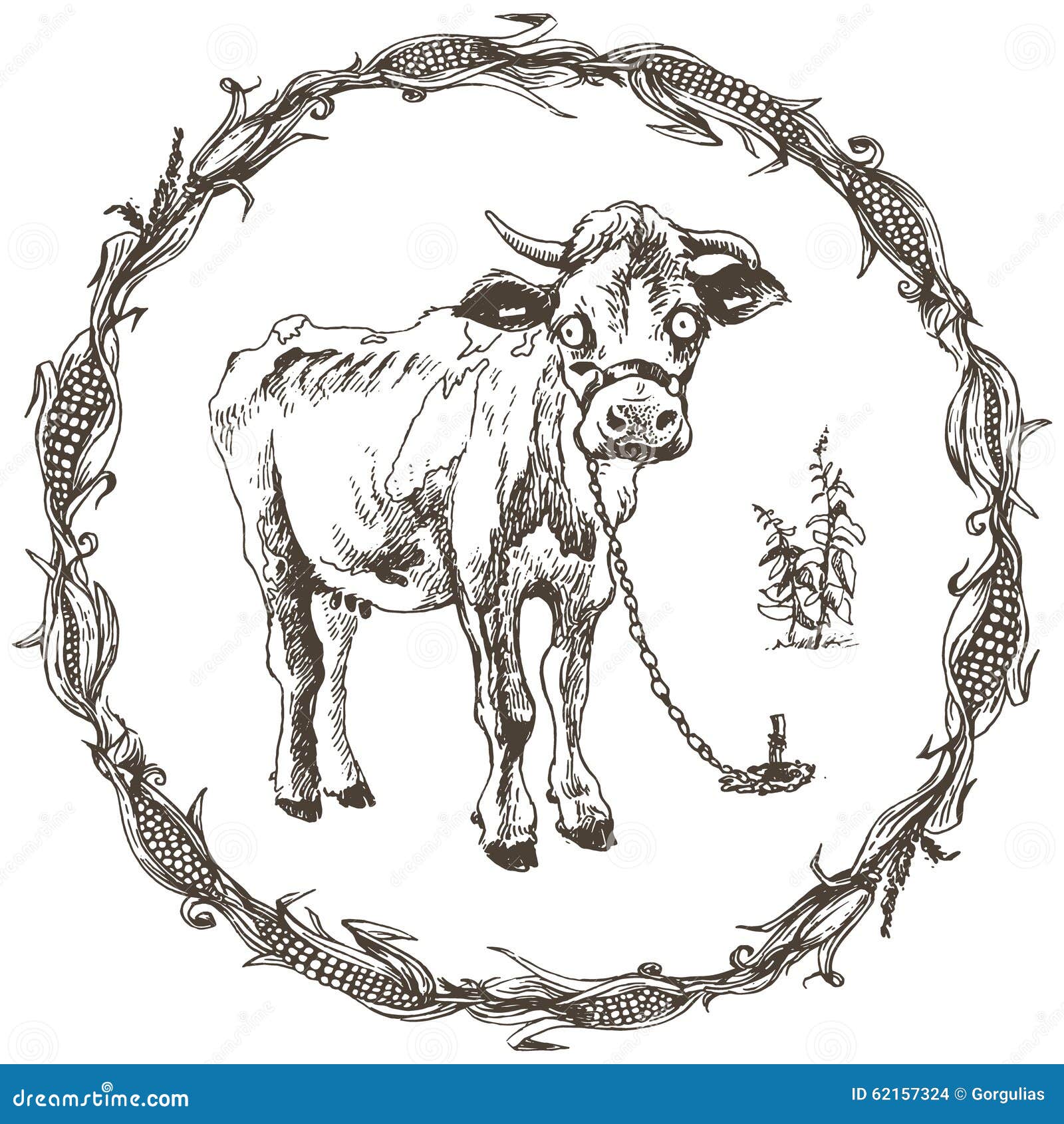 Cow stock vector. Illustration of round, cattle, hand - 62157324