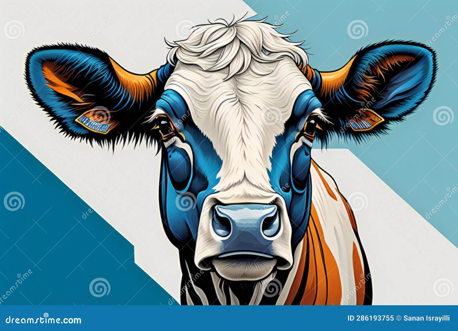 Cow Head with Abstract Background. Ai Generated Stock Illustration ...
