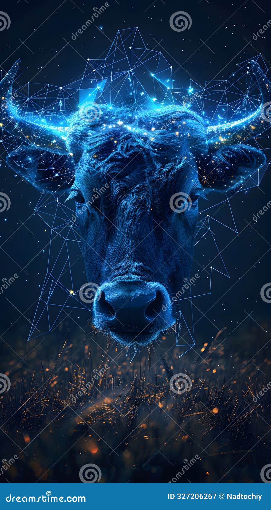 Digital Cow in Blue Data Visualization Effects, Modern Style Stock ...