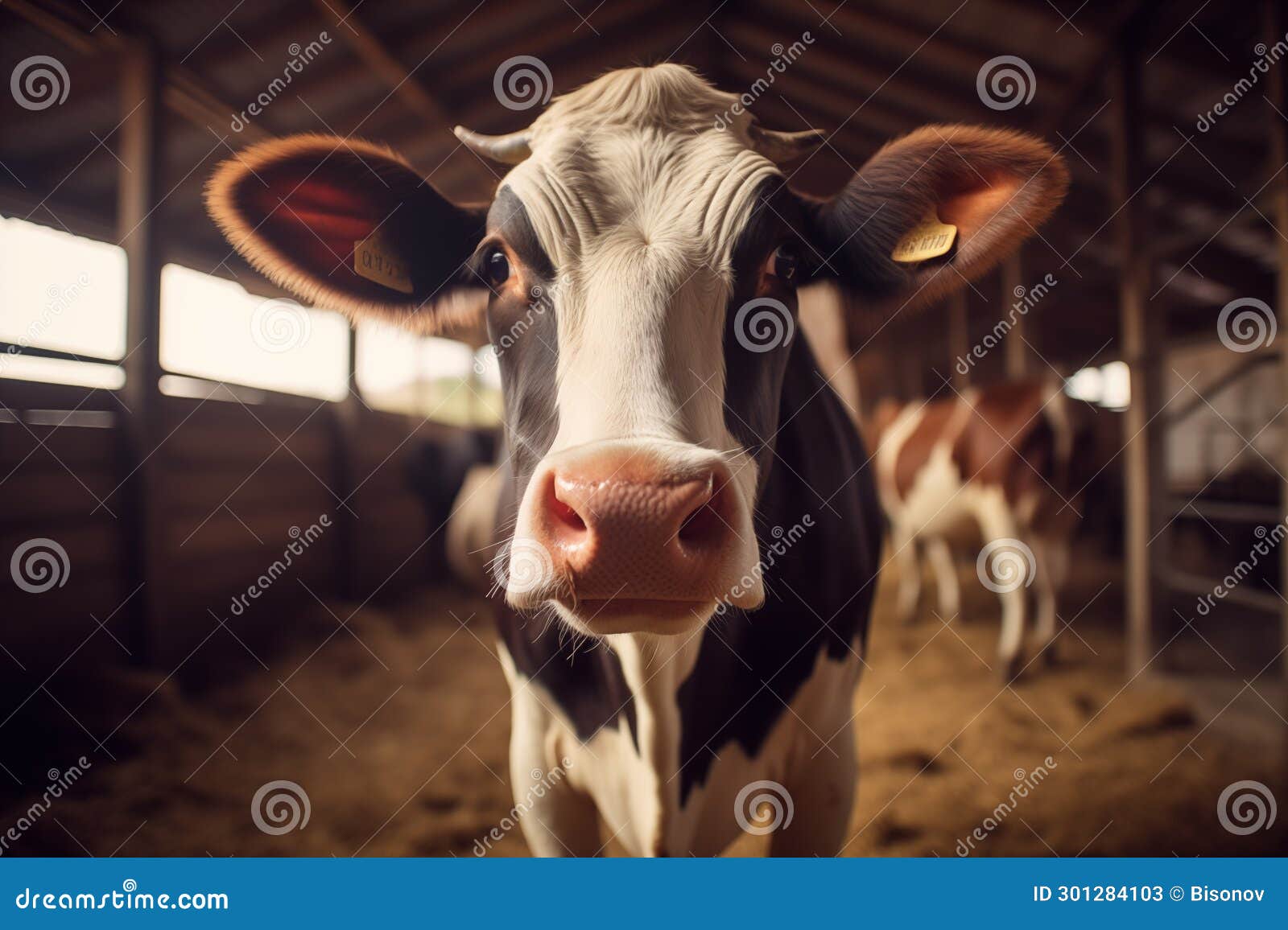 Cow Head Close Up on a Farm Stock Illustration - Illustration of meadow ...
