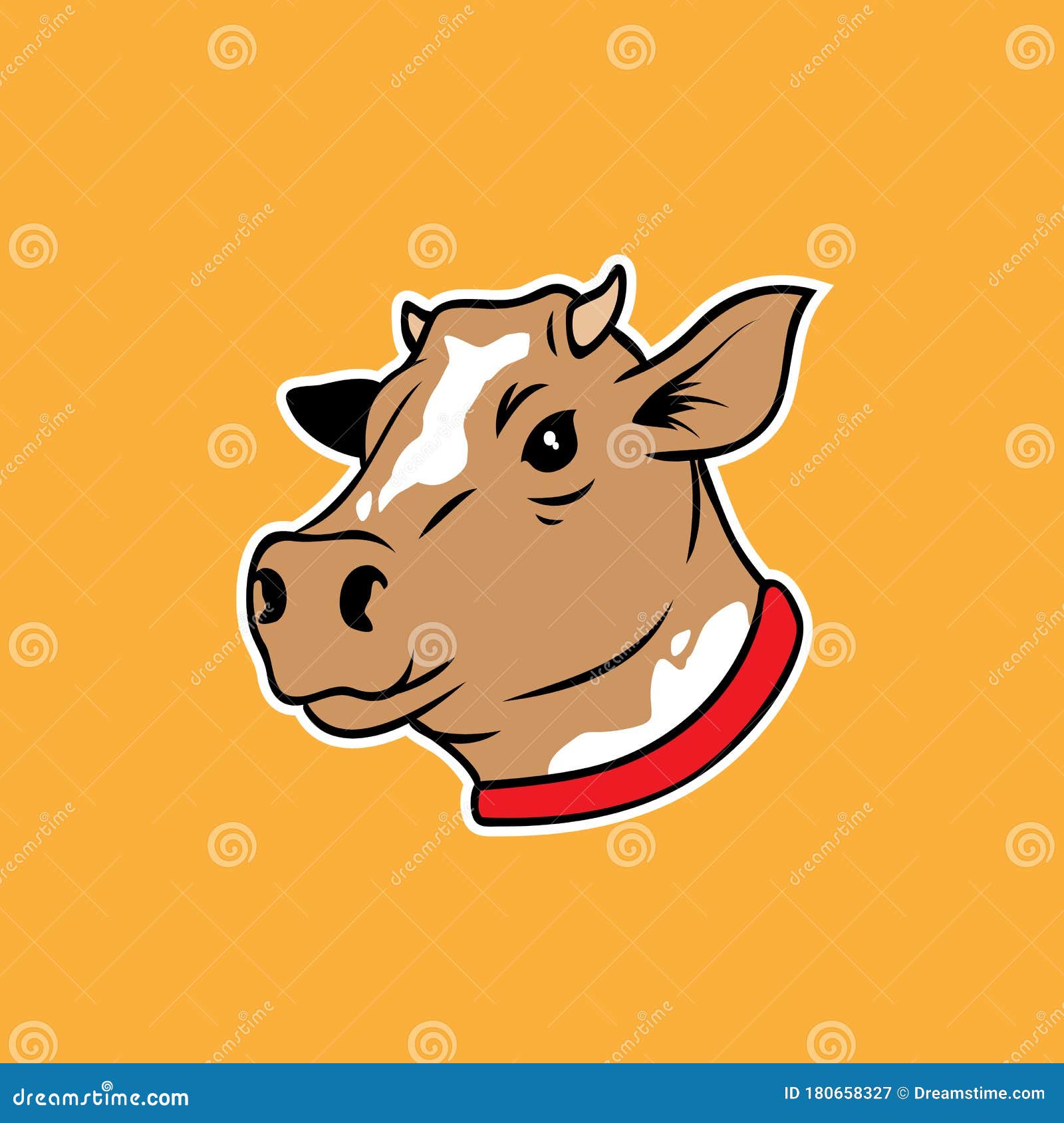 Cow Head Emblem Logo Label. Vector Illustration Stock Illustration ...