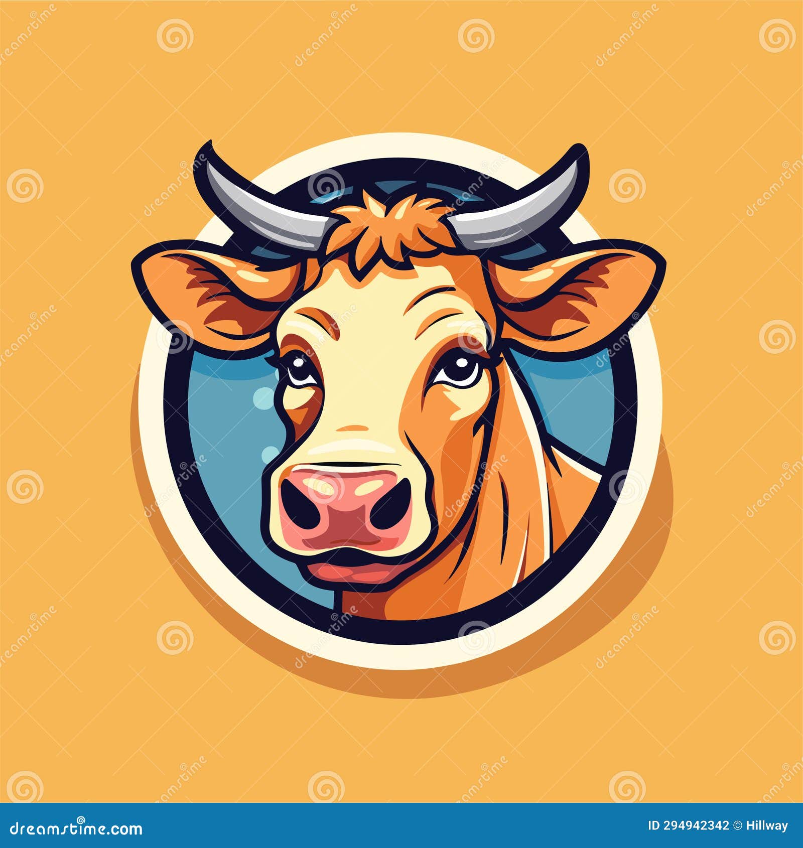 Cow Head Emblem Simple Logo Icon Label Template. Vector Stock Vector ...