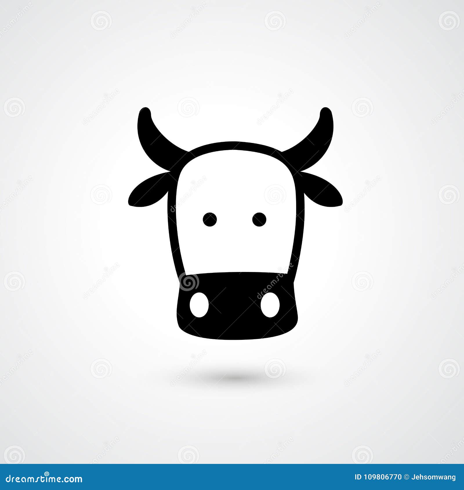Cow head icon stock vector. Illustration of simple, vector - 109806770