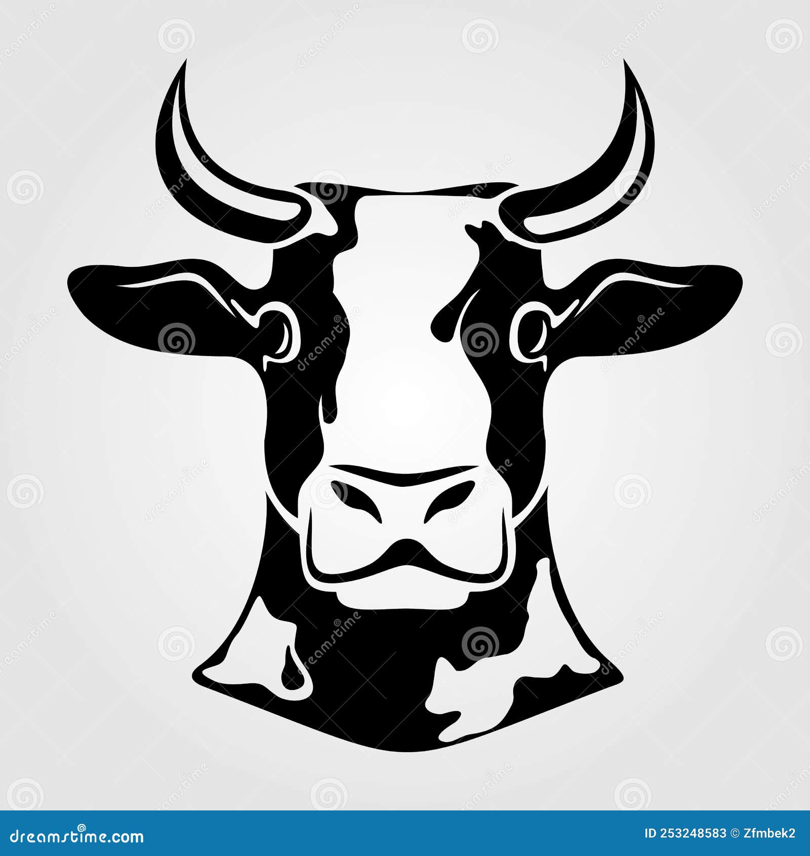 Cow Head Isolated on White Background. Vector Stock Vector ...