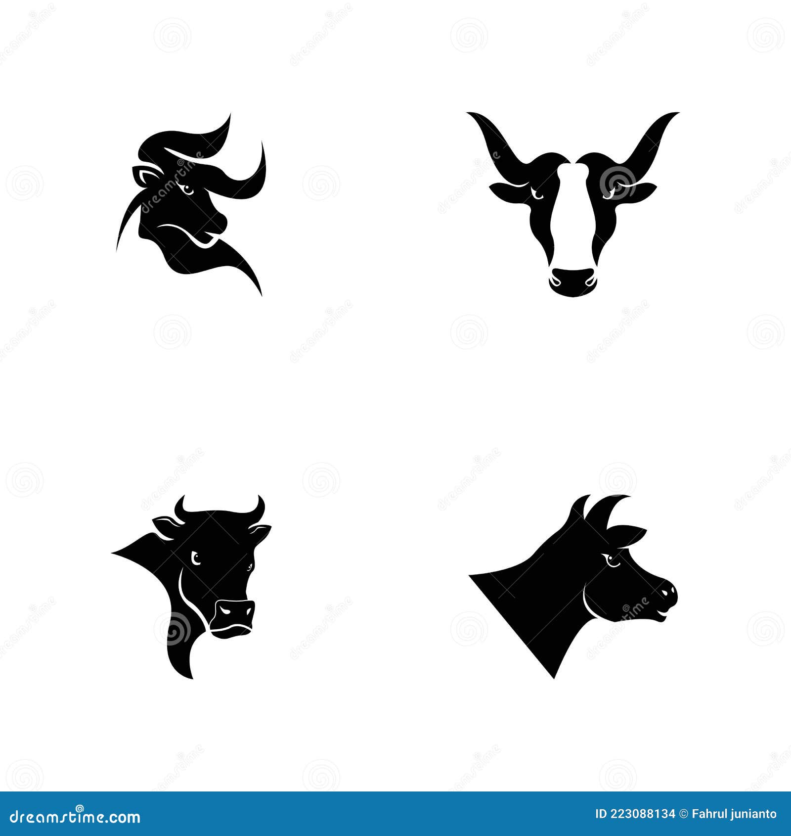 Cow Head Logo Vector Illustration Stock Vector - Illustration of ...