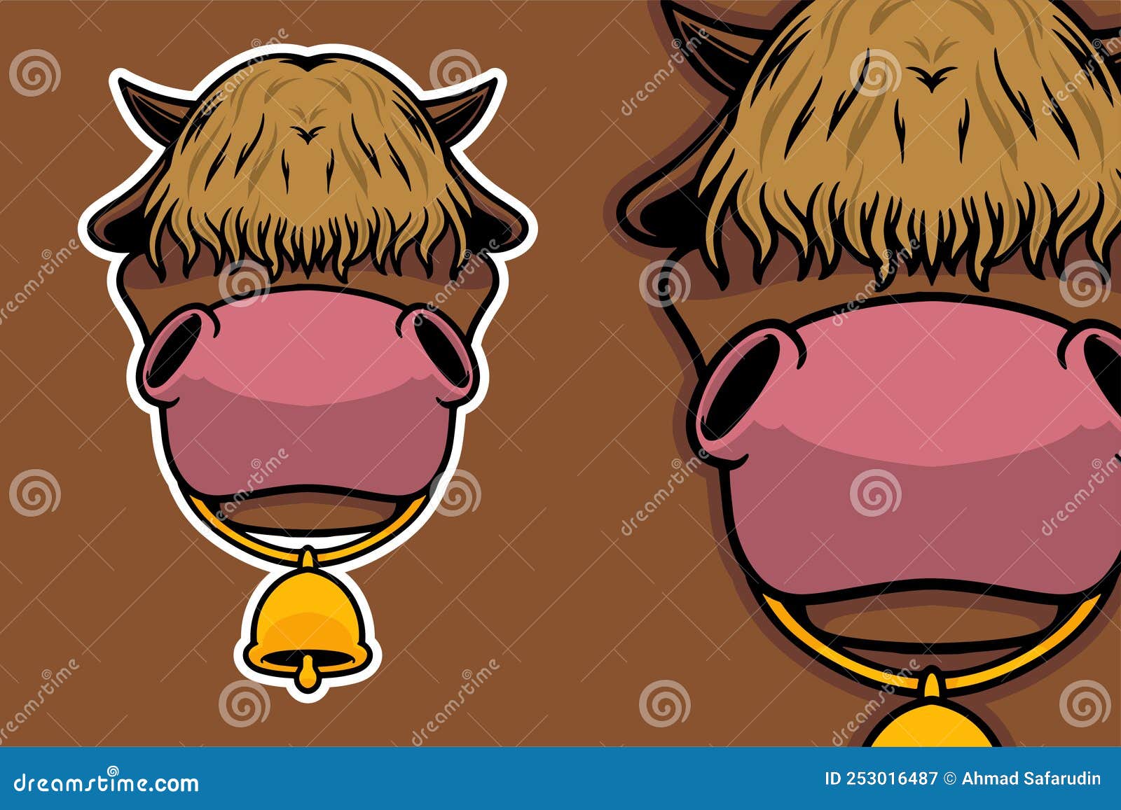 Cow Head Mascot Vector Illustration Cartoon Style Stock Illustration ...