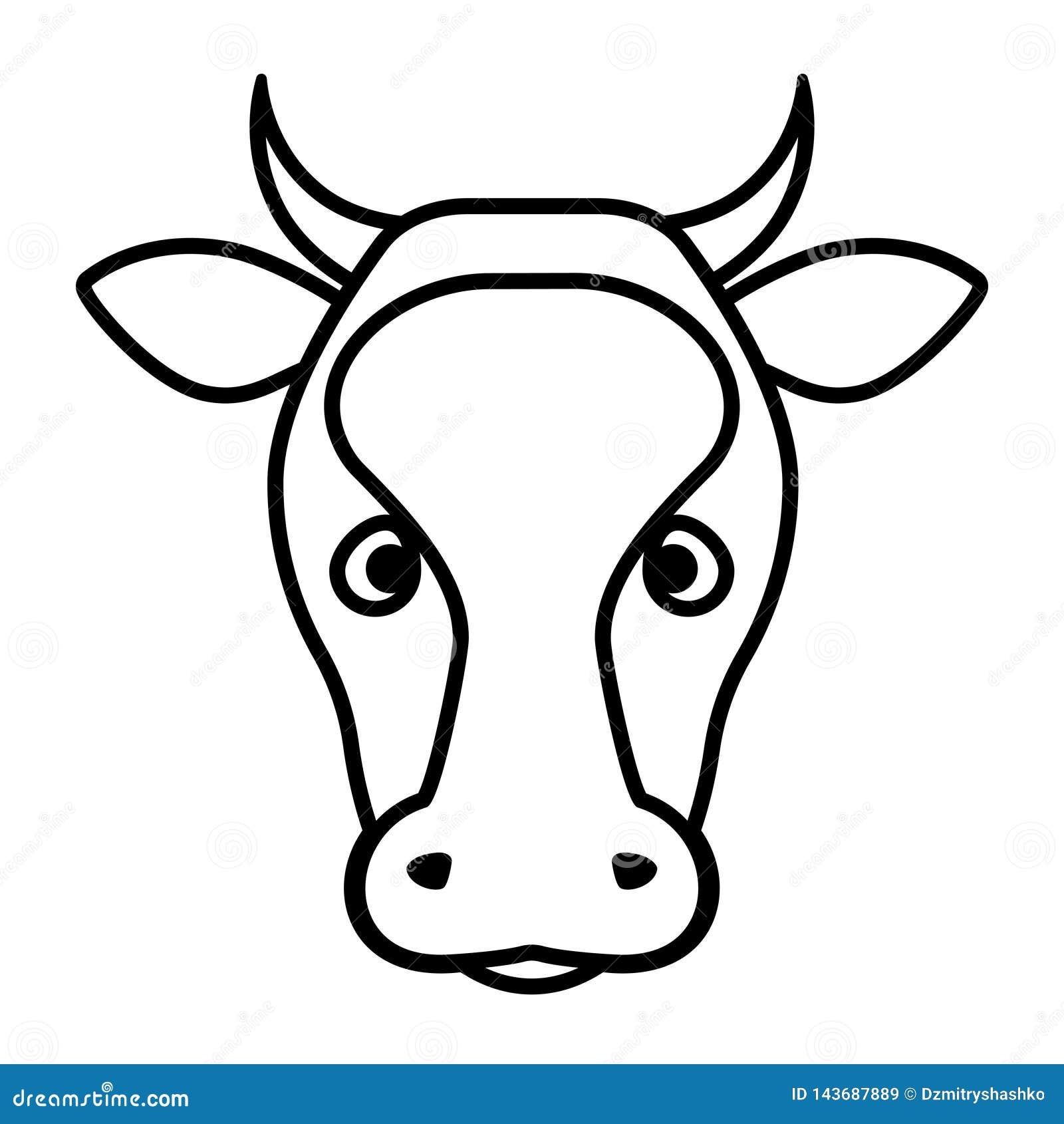 Cow head outline icon stock vector. Illustration of head - 143687889
