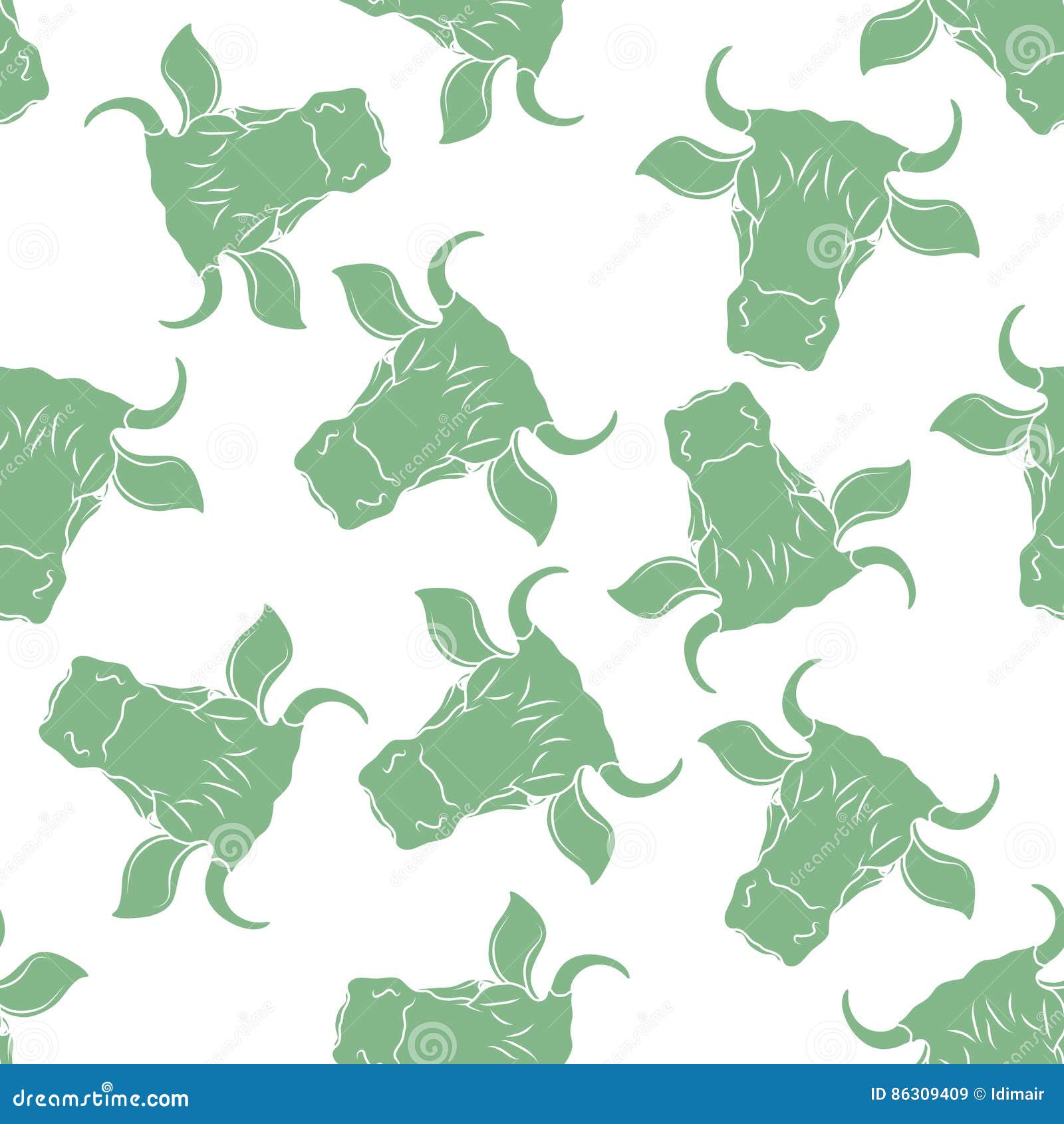 Cow Head Seamless Pattern. Vector Stock Vector - Illustration of ...