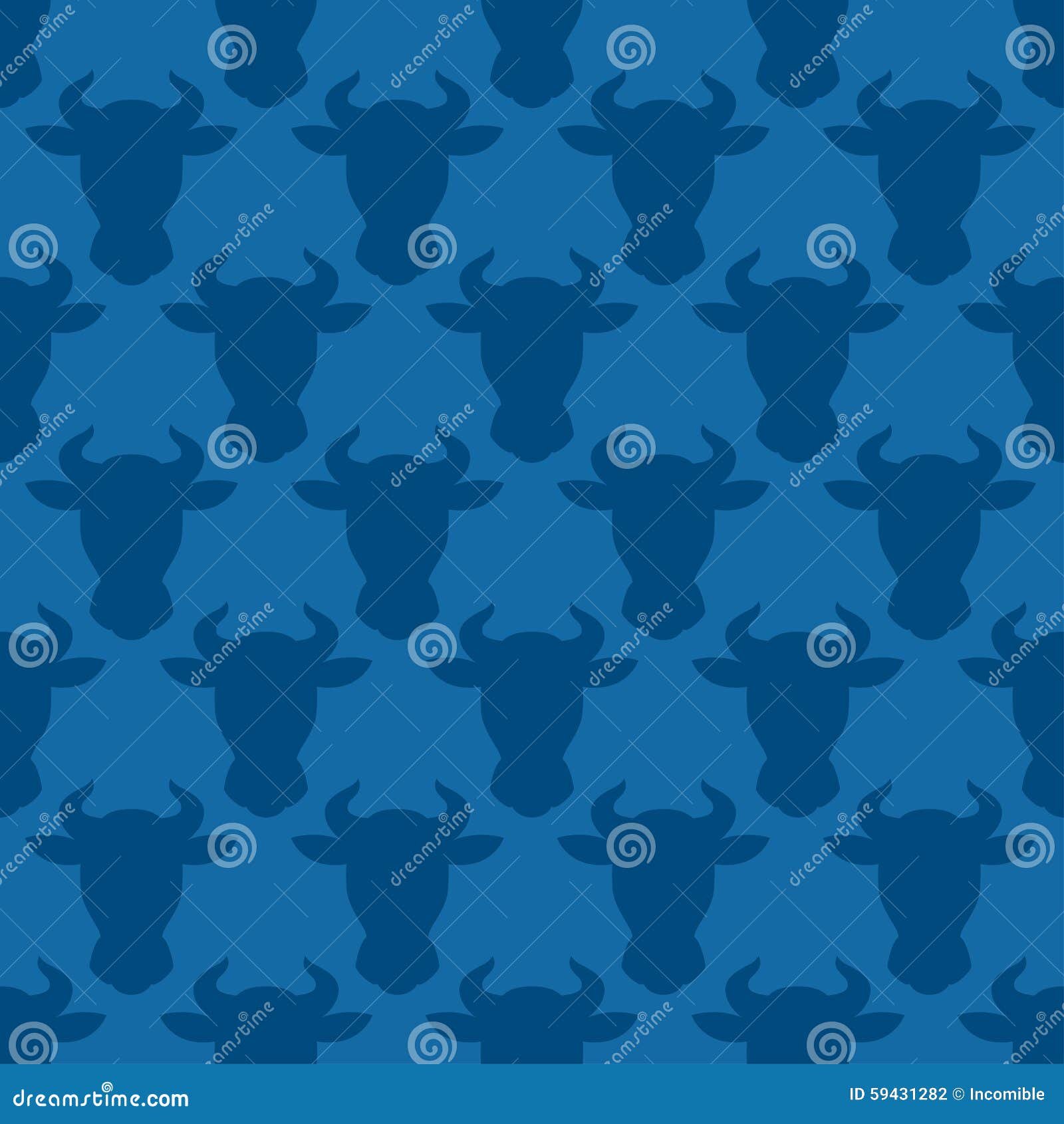 Cow Head Silhouette Seamless Pattern for Design Stock Vector ...