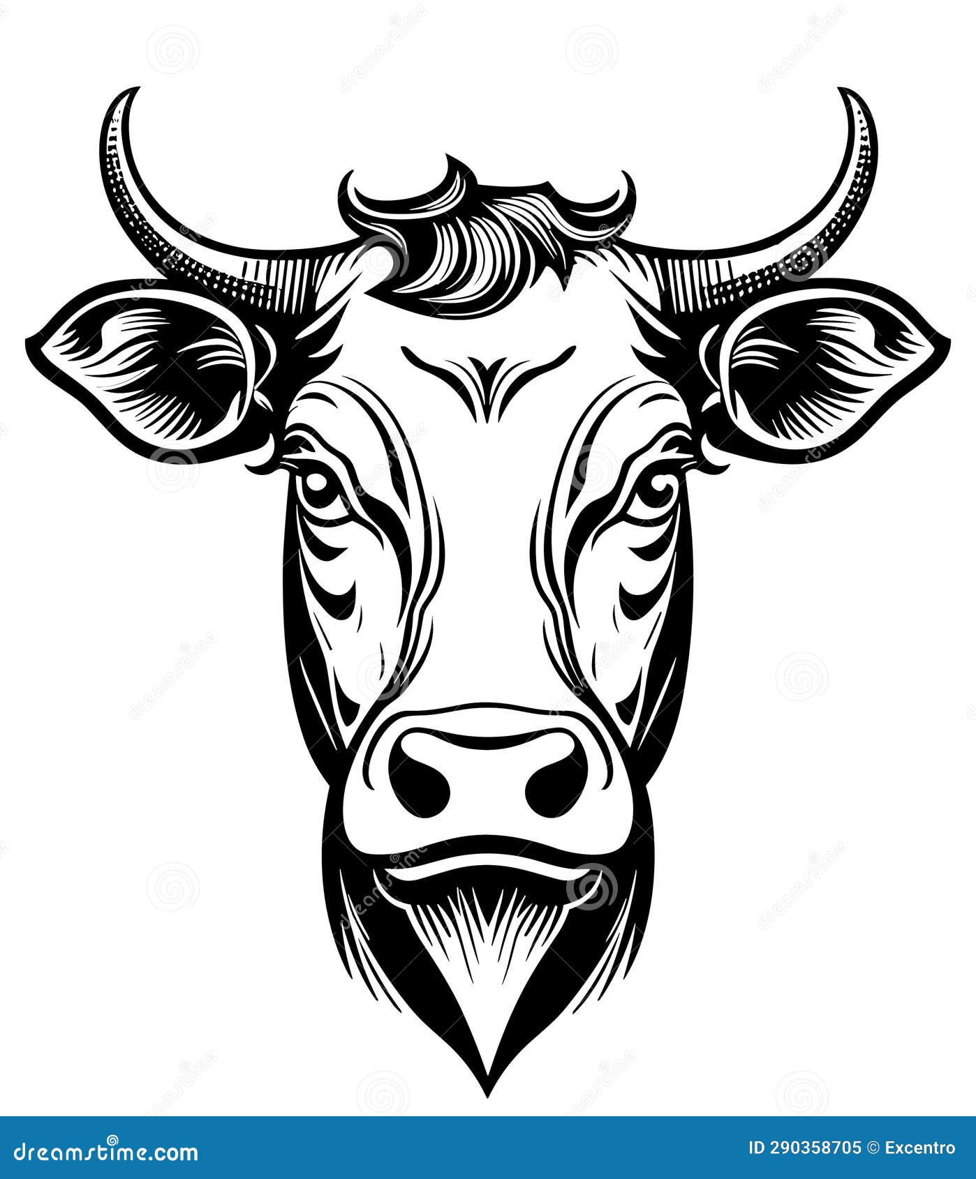 Cow head stock illustration. Illustration of cowhead - 290358705