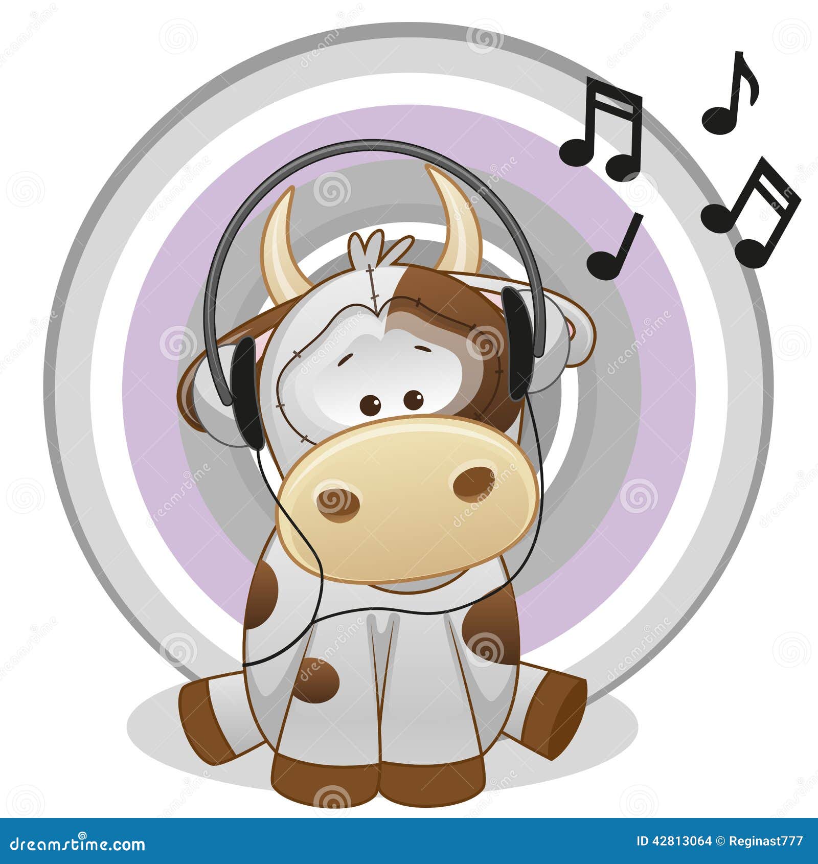 Cow with headphones stock vector. Illustration of animals - 42813064
