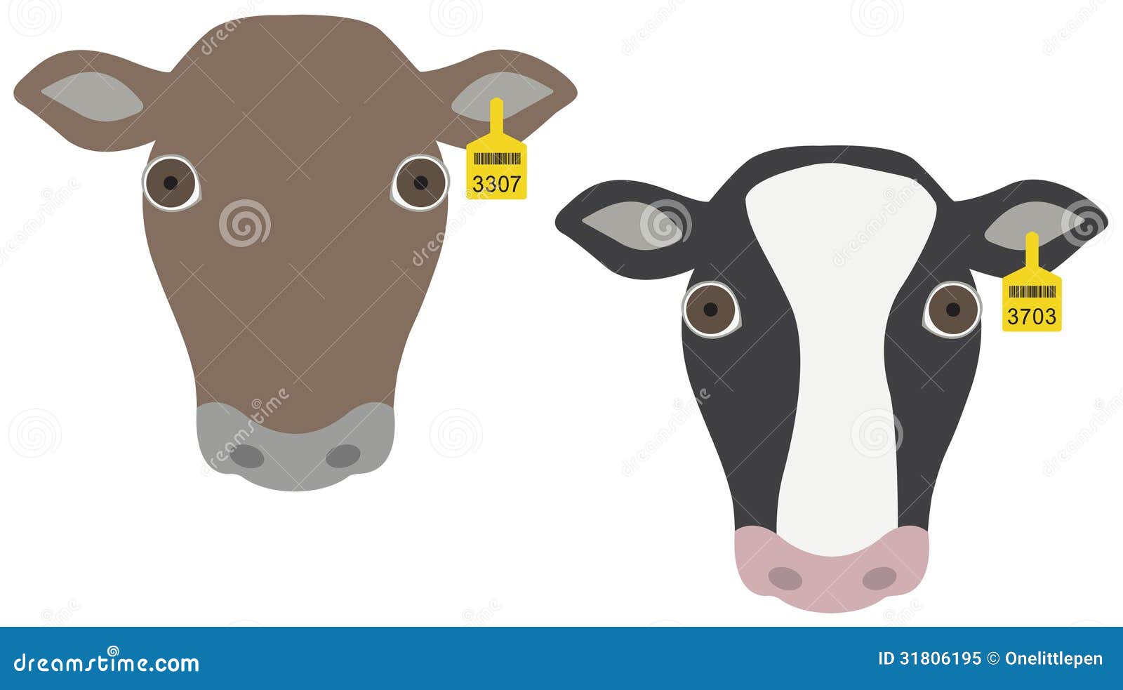 Cow heads with tags stock vector. Illustration of beef - 31806195