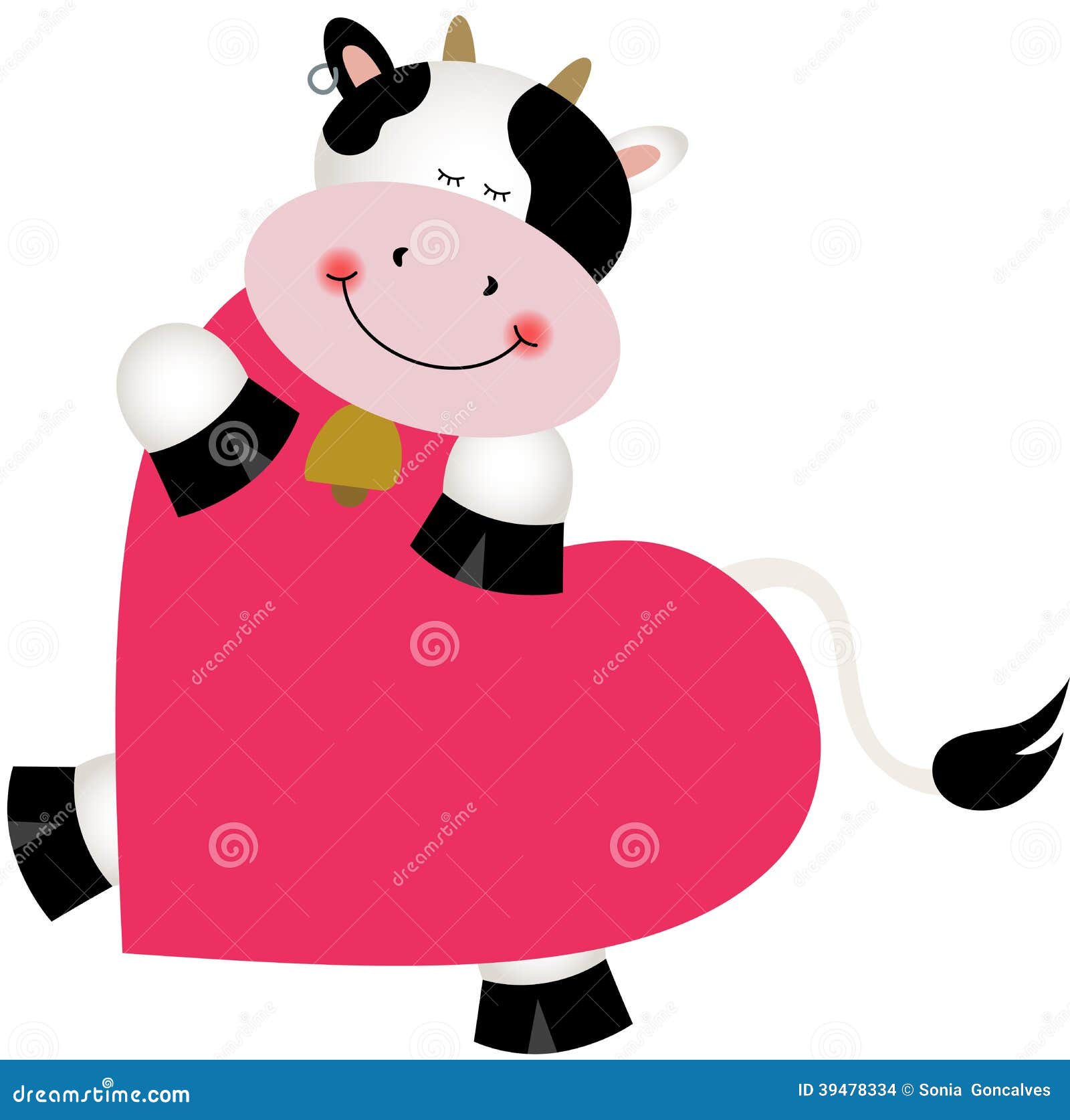 Cow on heart shaped stock vector. Illustration of vector - 39478334