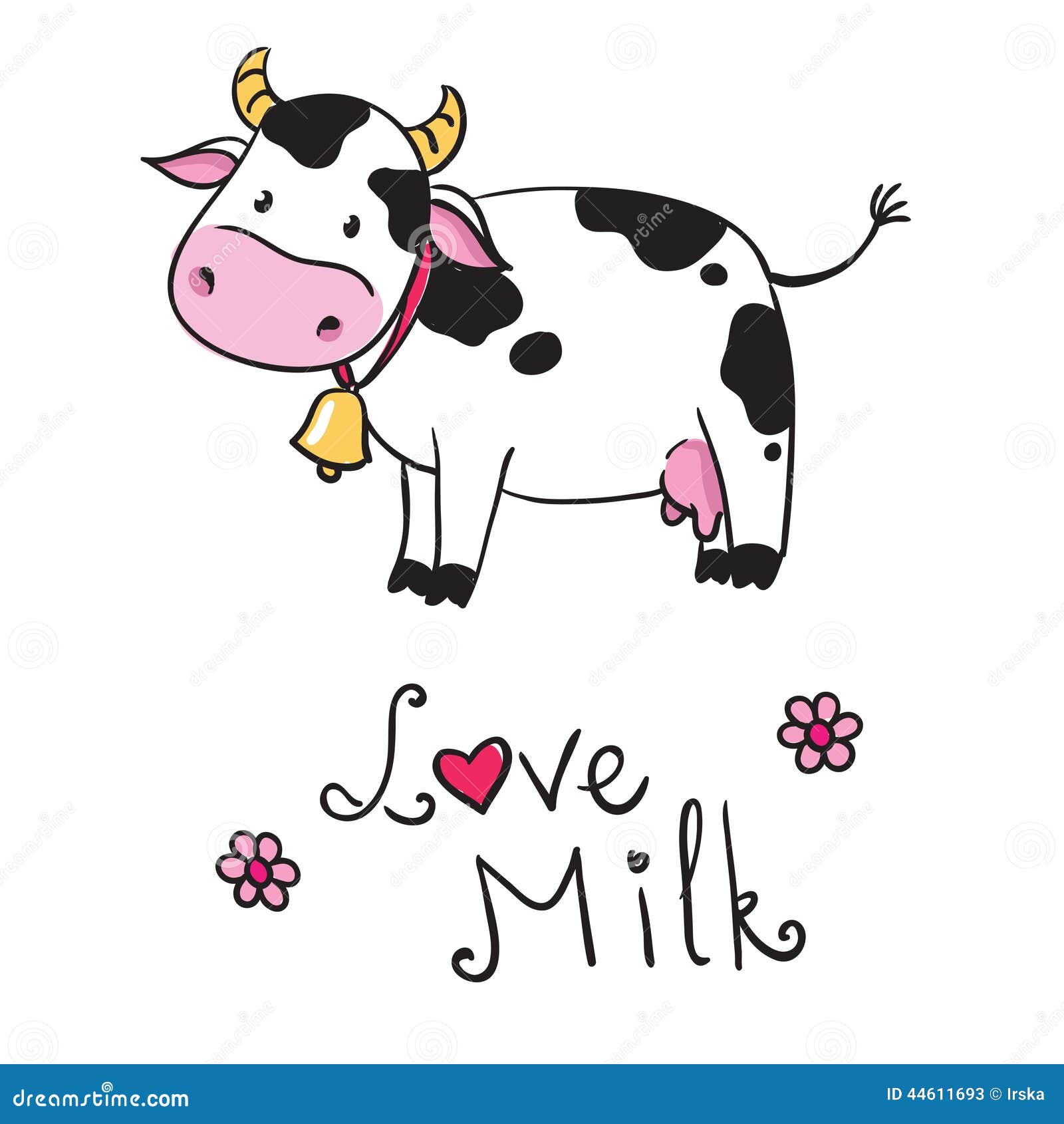 Cow. i love milk stock vector. Illustration of black - 44611693