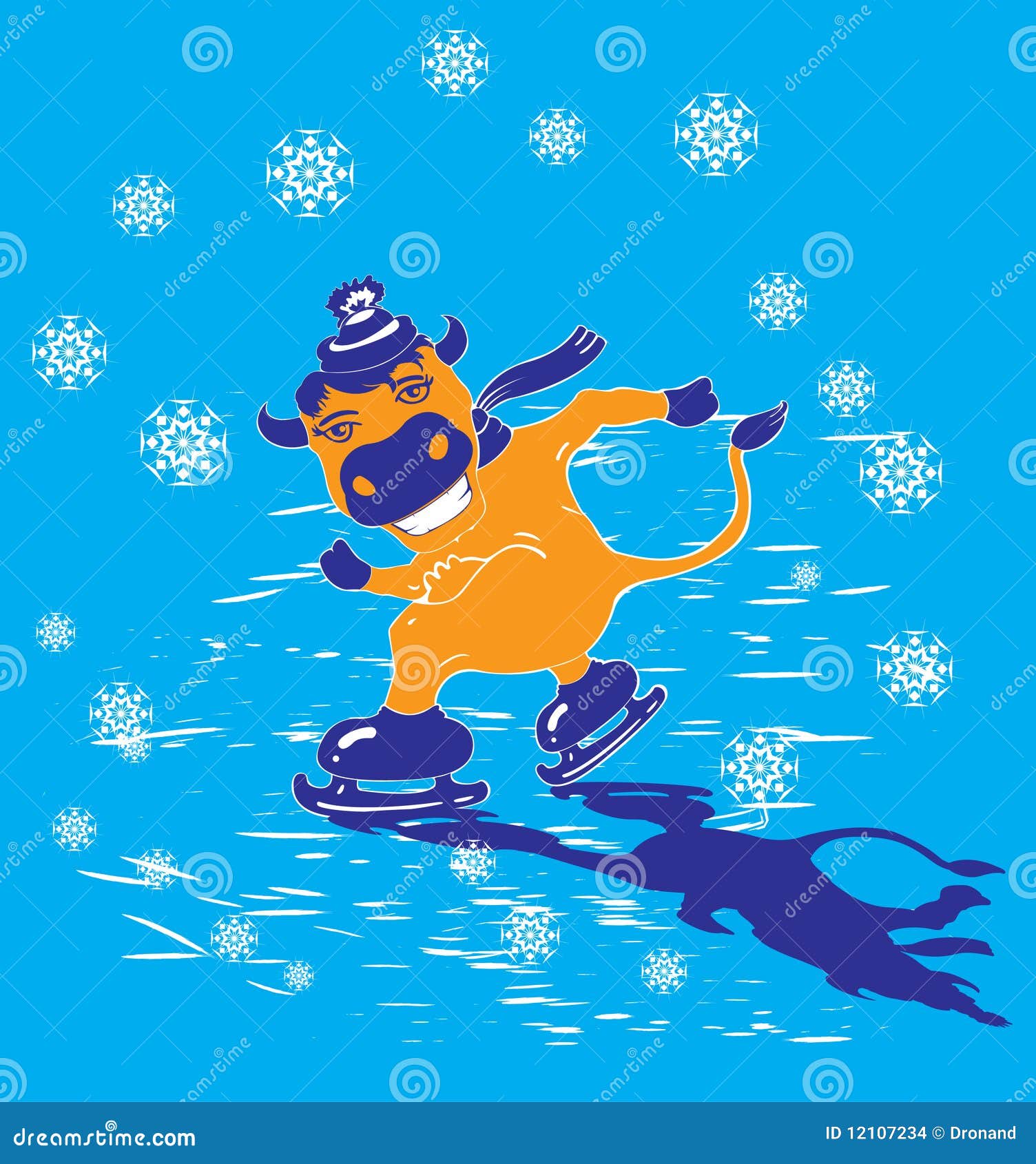Cow on ice stock vector. Illustration of artistic, background - 12107234