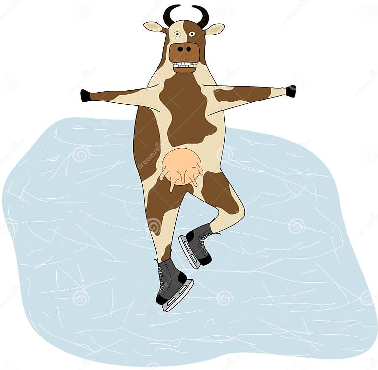 Cow on Ice stock vector. Illustration of skate, farm, playful - 8003305