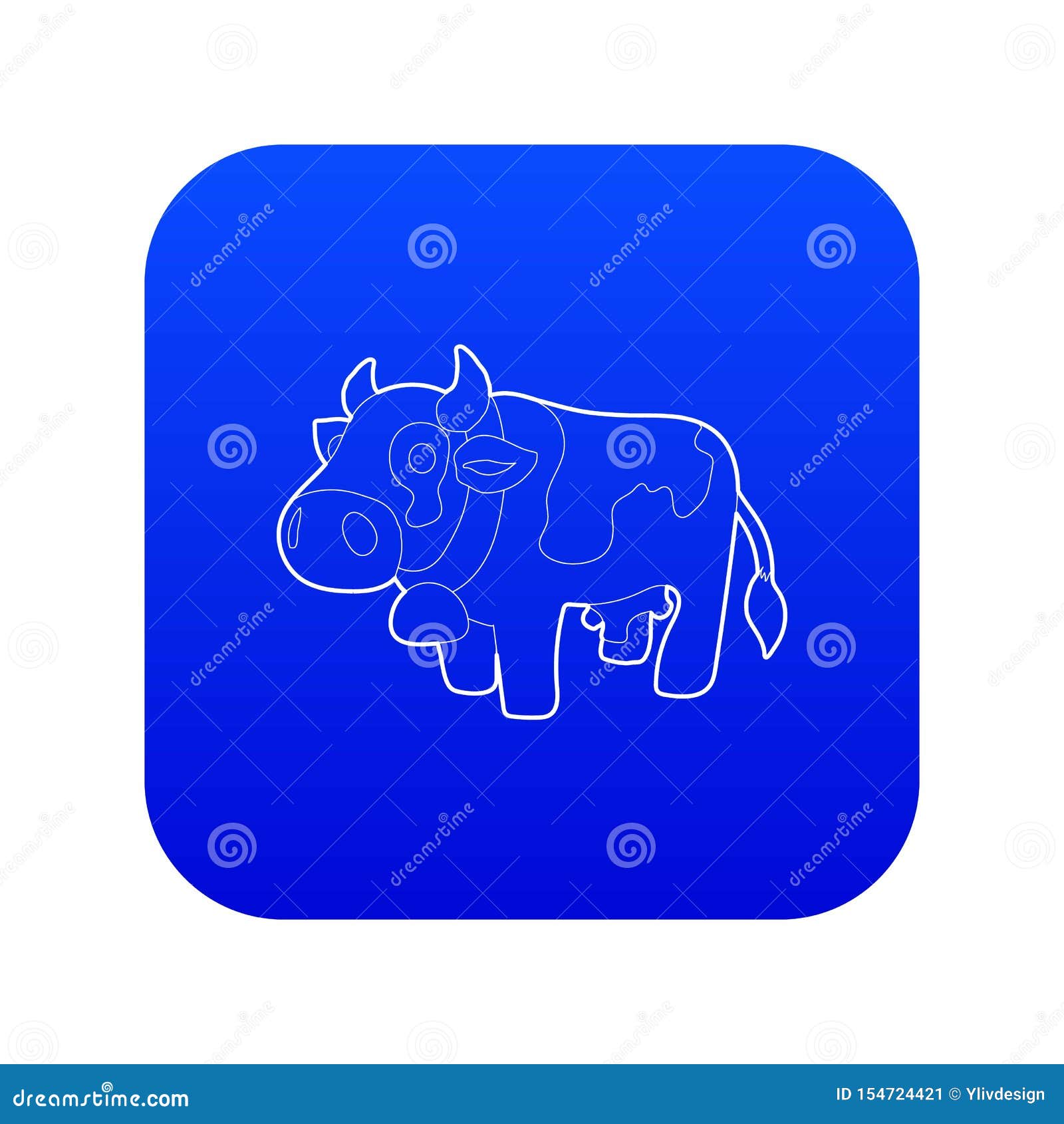 Cow icon blue vector stock vector. Illustration of logo - 154724421
