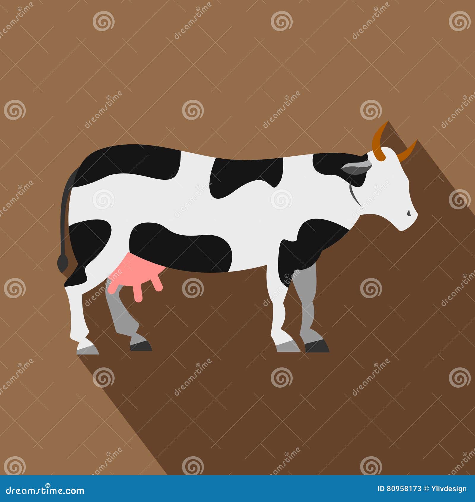 Cow icon, flat style stock vector. Illustration of looking - 80958173