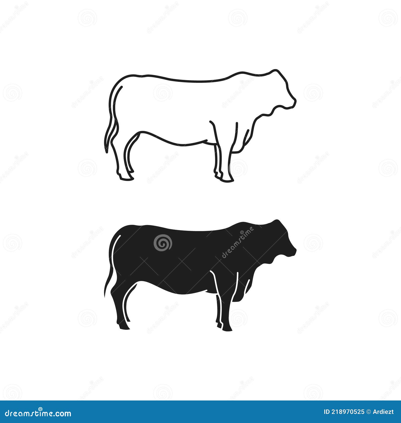 Cow Icon Flat Vector Illustration Stock Vector - Illustration of field ...