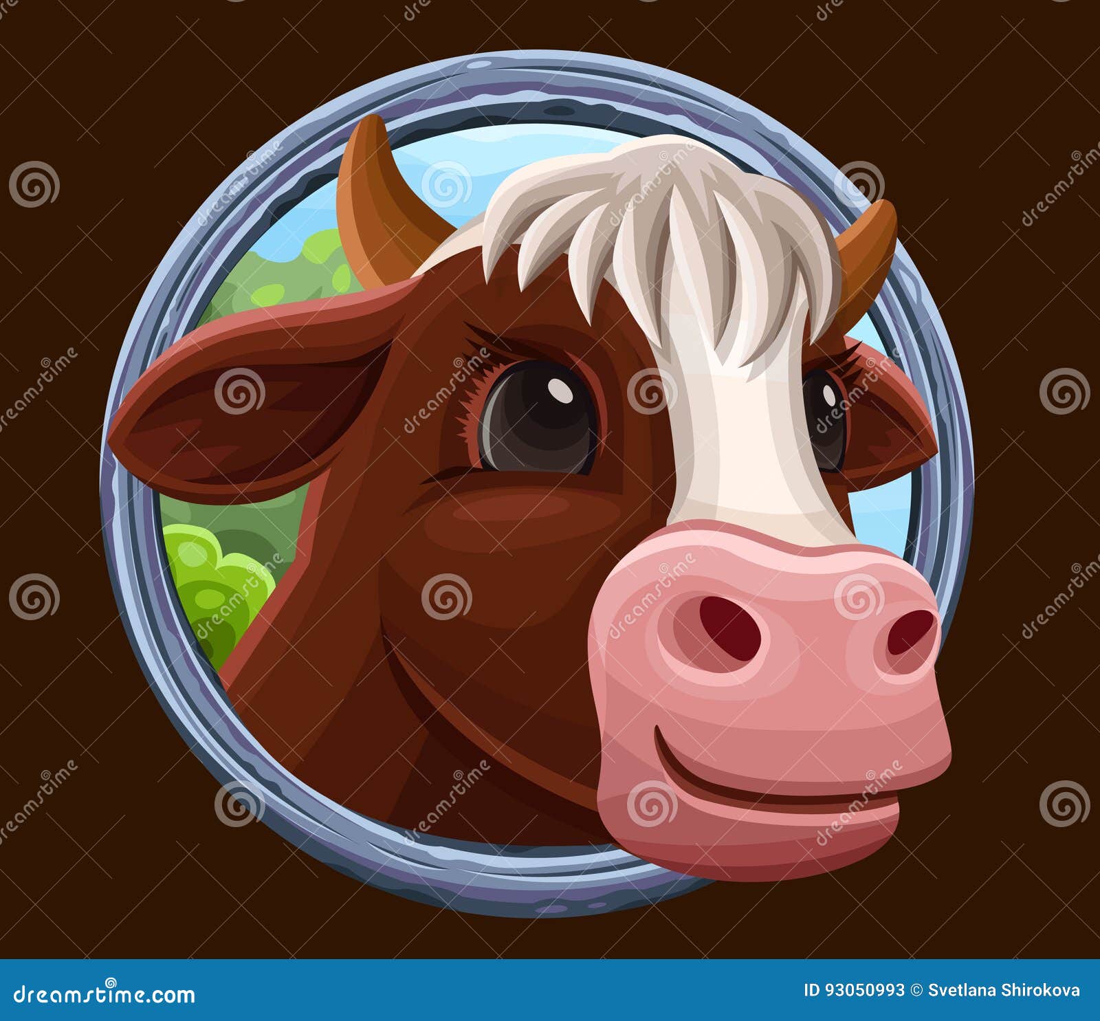 Cow icon with frame stock vector. Illustration of head - 93050993