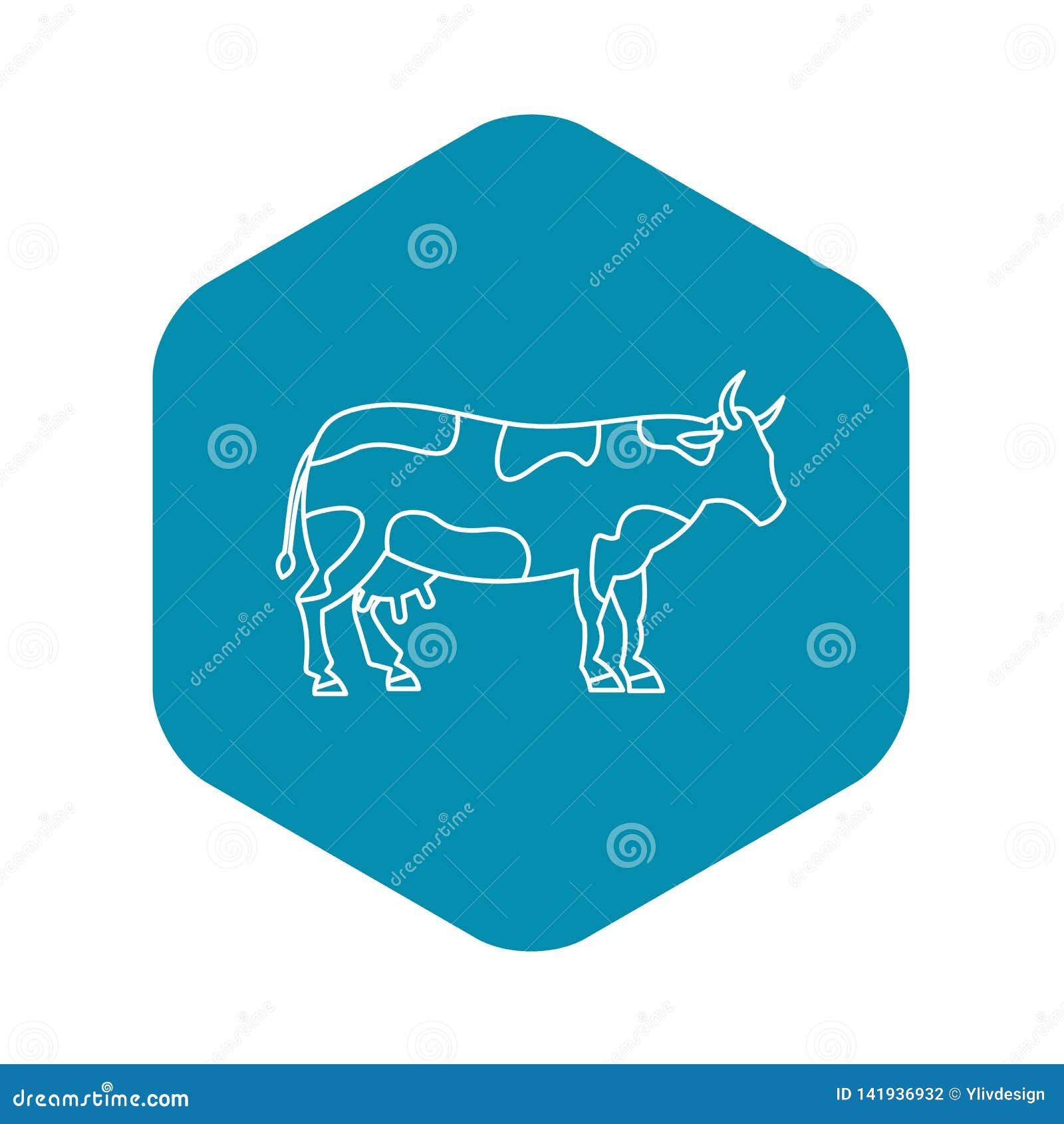 Cow icon, outline style stock vector. Illustration of livestock - 141936932
