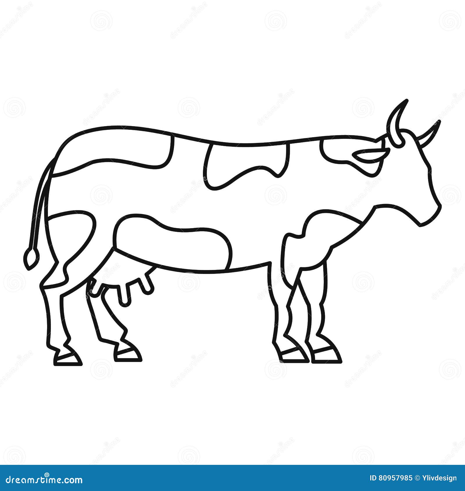 Cow icon, outline style stock vector. Illustration of livestock - 80957985