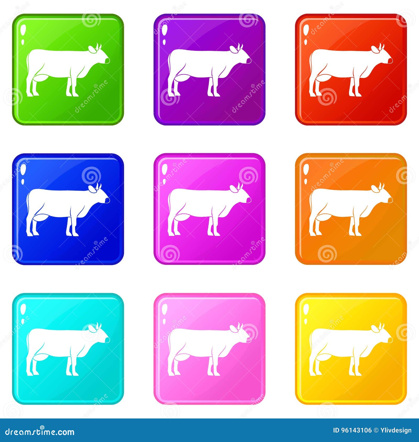 Cow icons 9 set stock vector. Illustration of symbol - 96143106