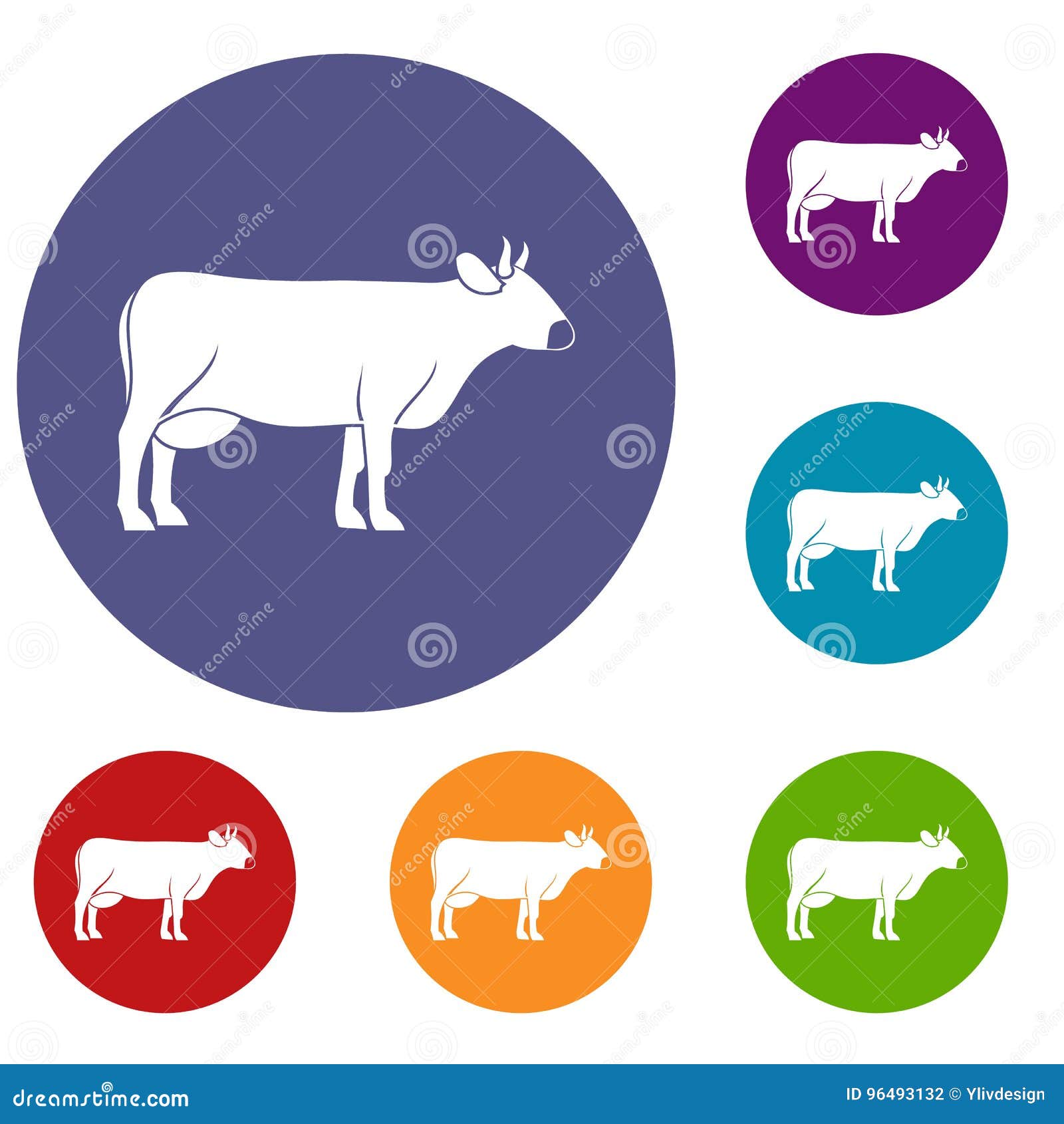 Cow icons set stock vector. Illustration of beef, muzzle - 96493132