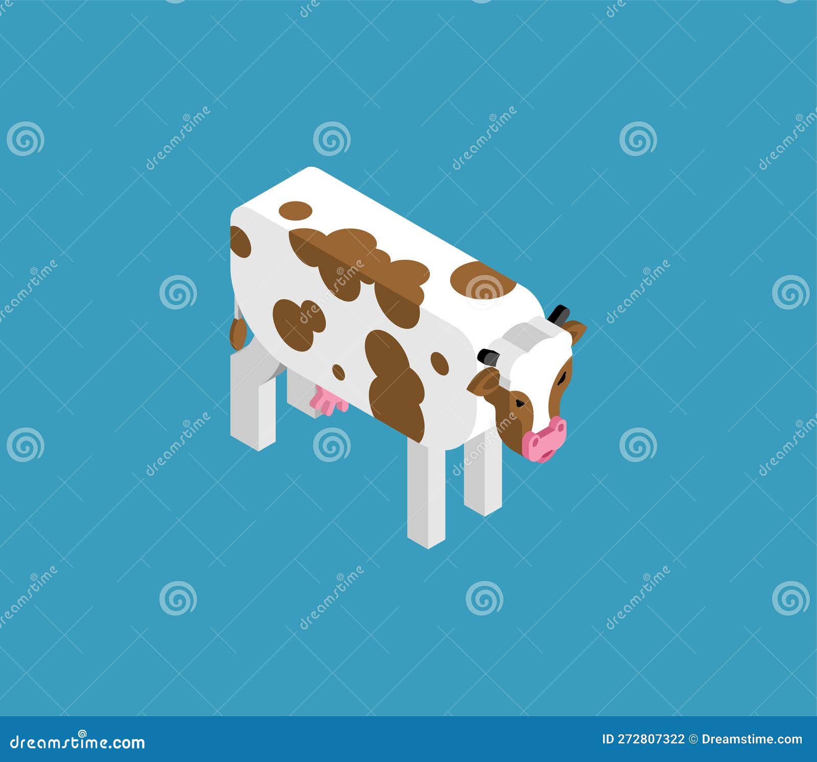 Cow Isometric Style Isolated. Vector Illustration Stock Vector ...