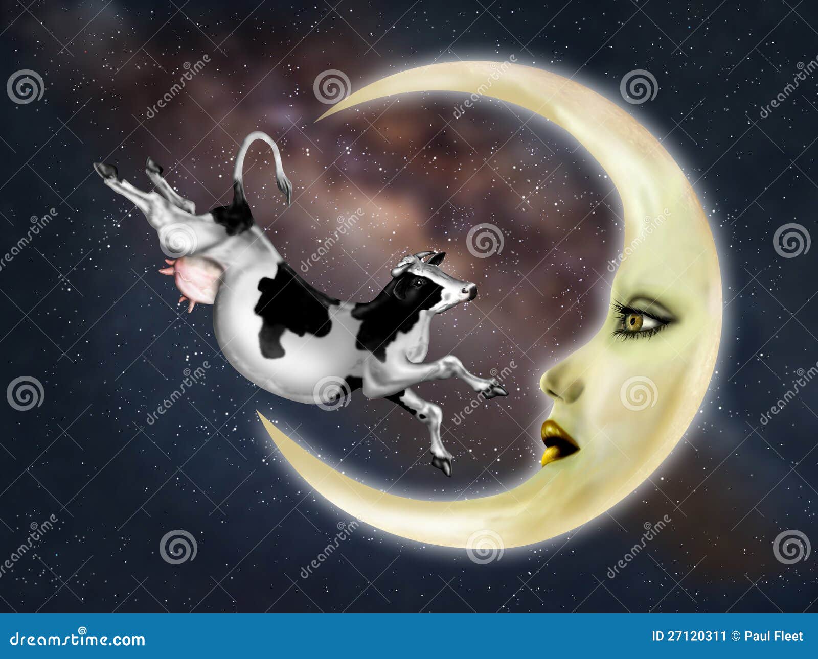 Cow Jumped Over the Moon stock illustration. Illustration of bovine ...