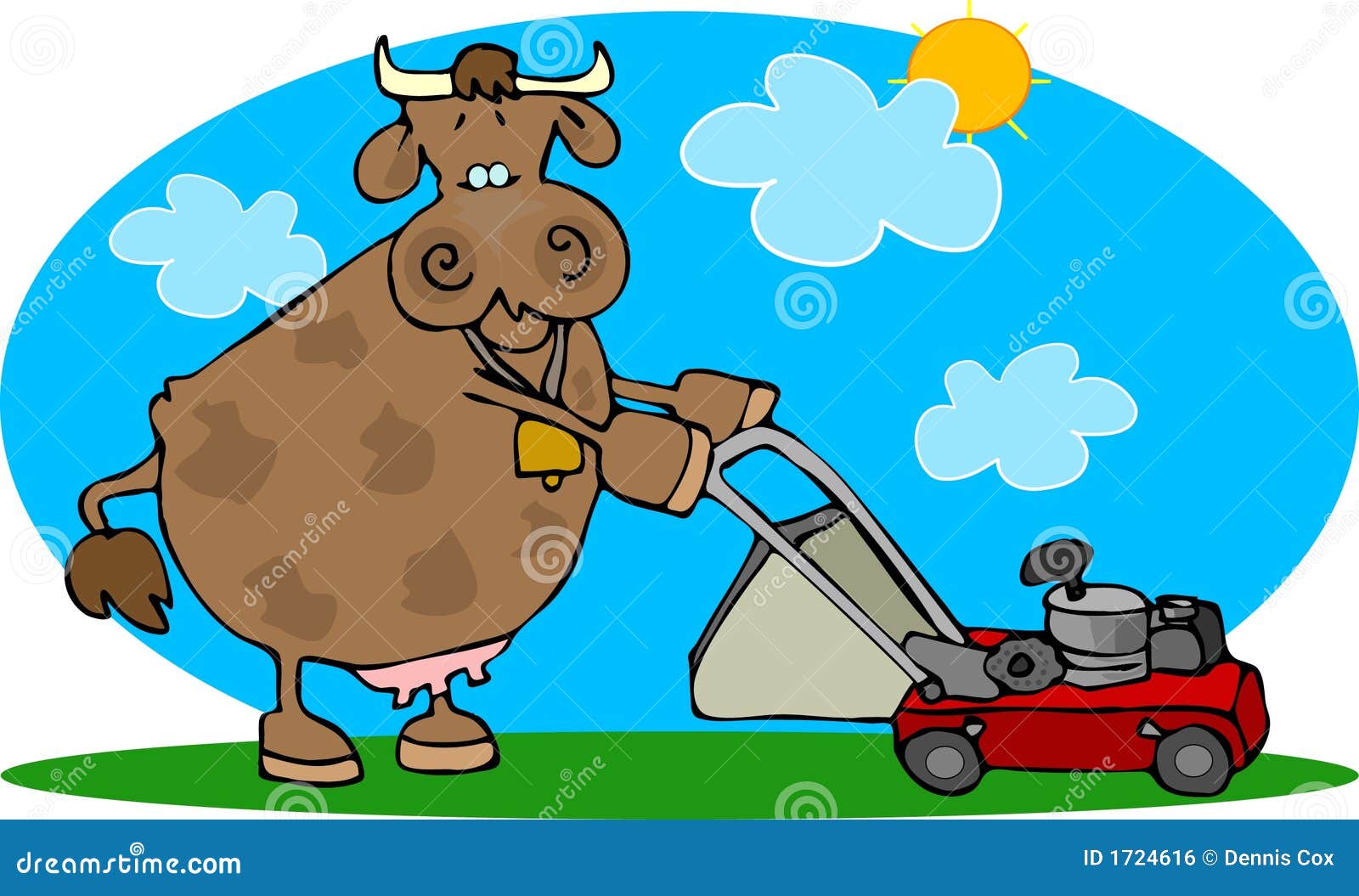 Cow and a Lawnmower stock vector. Illustration of engine - 1724616