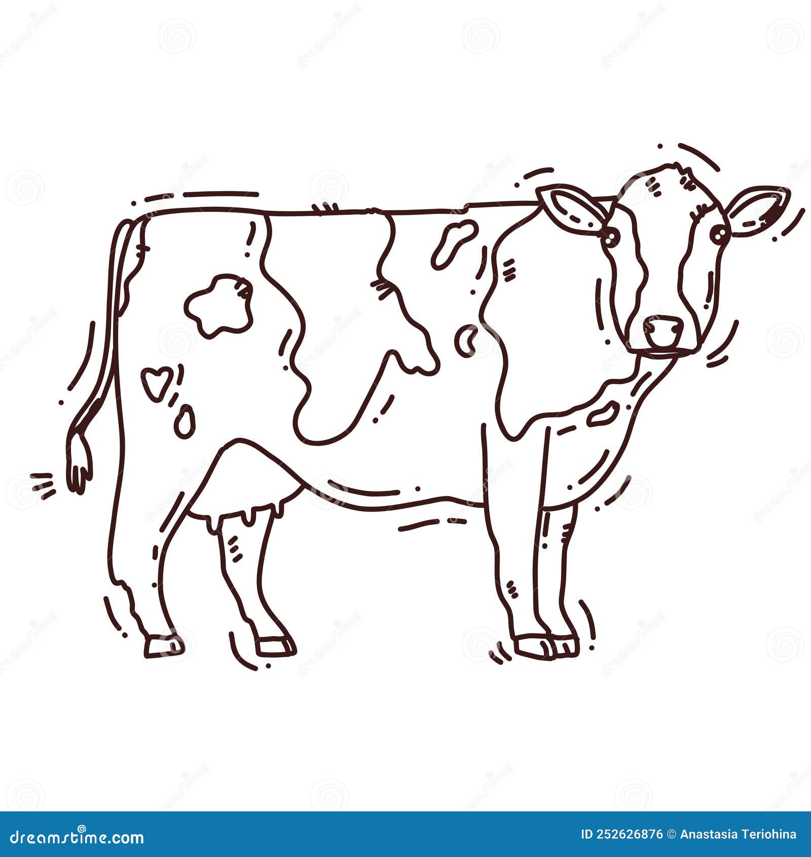 Cow line artwork stock vector. Illustration of book - 252626876
