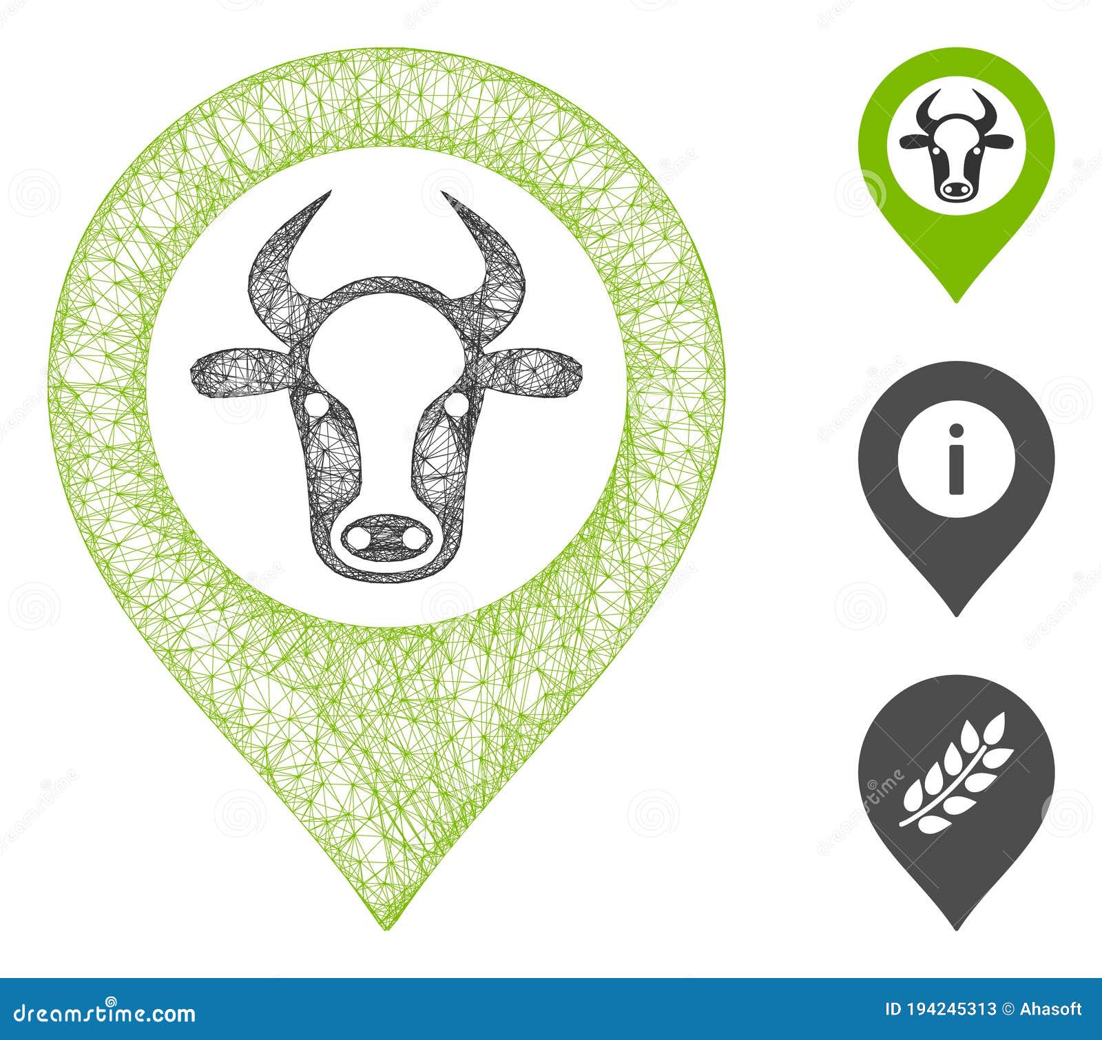 Cow Map Marker Polygonal Web Vector Mesh Illustration Stock Vector ...