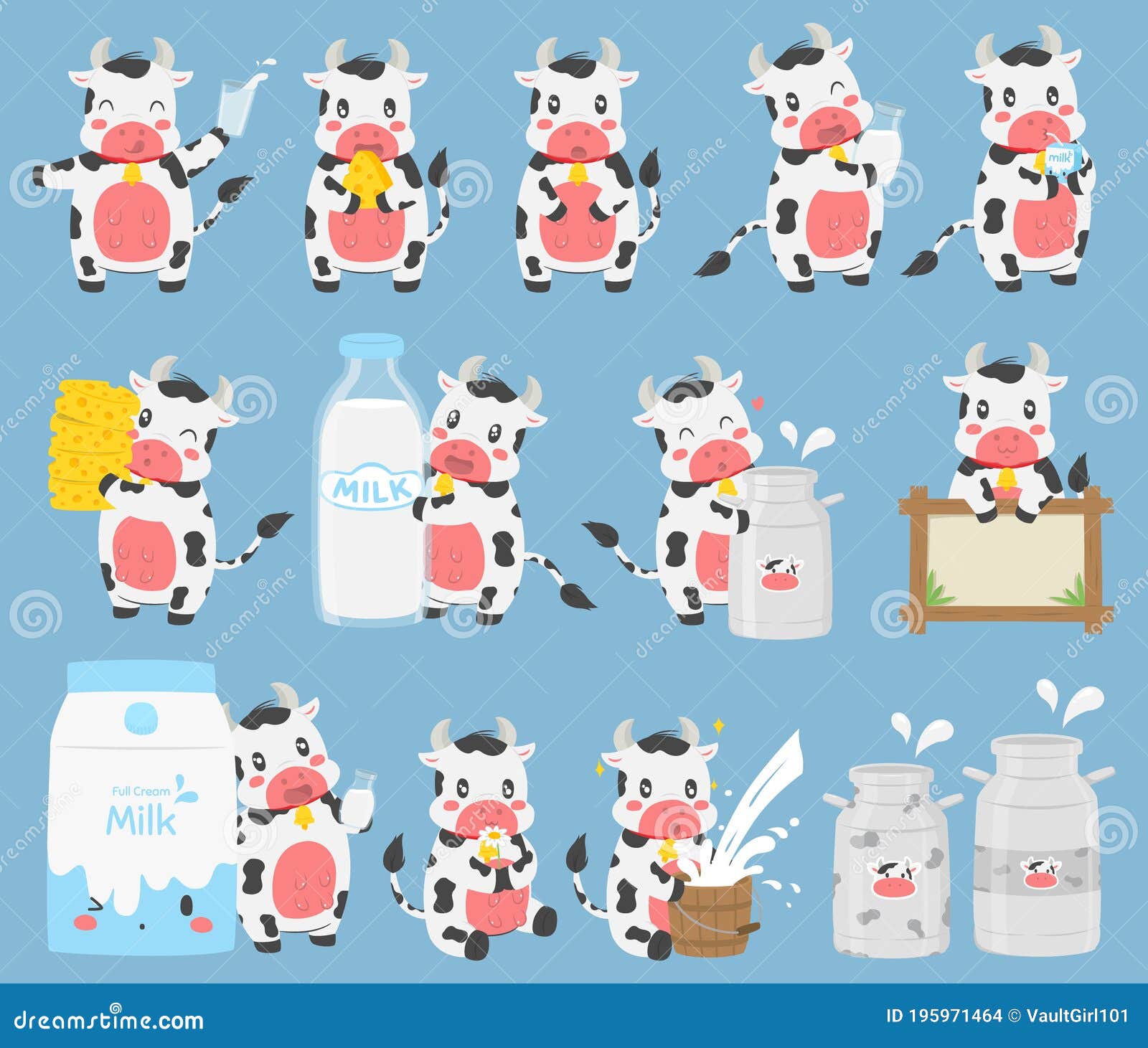 Cow Mascot Character Vector Set Stock Vector - Illustration of colorful ...