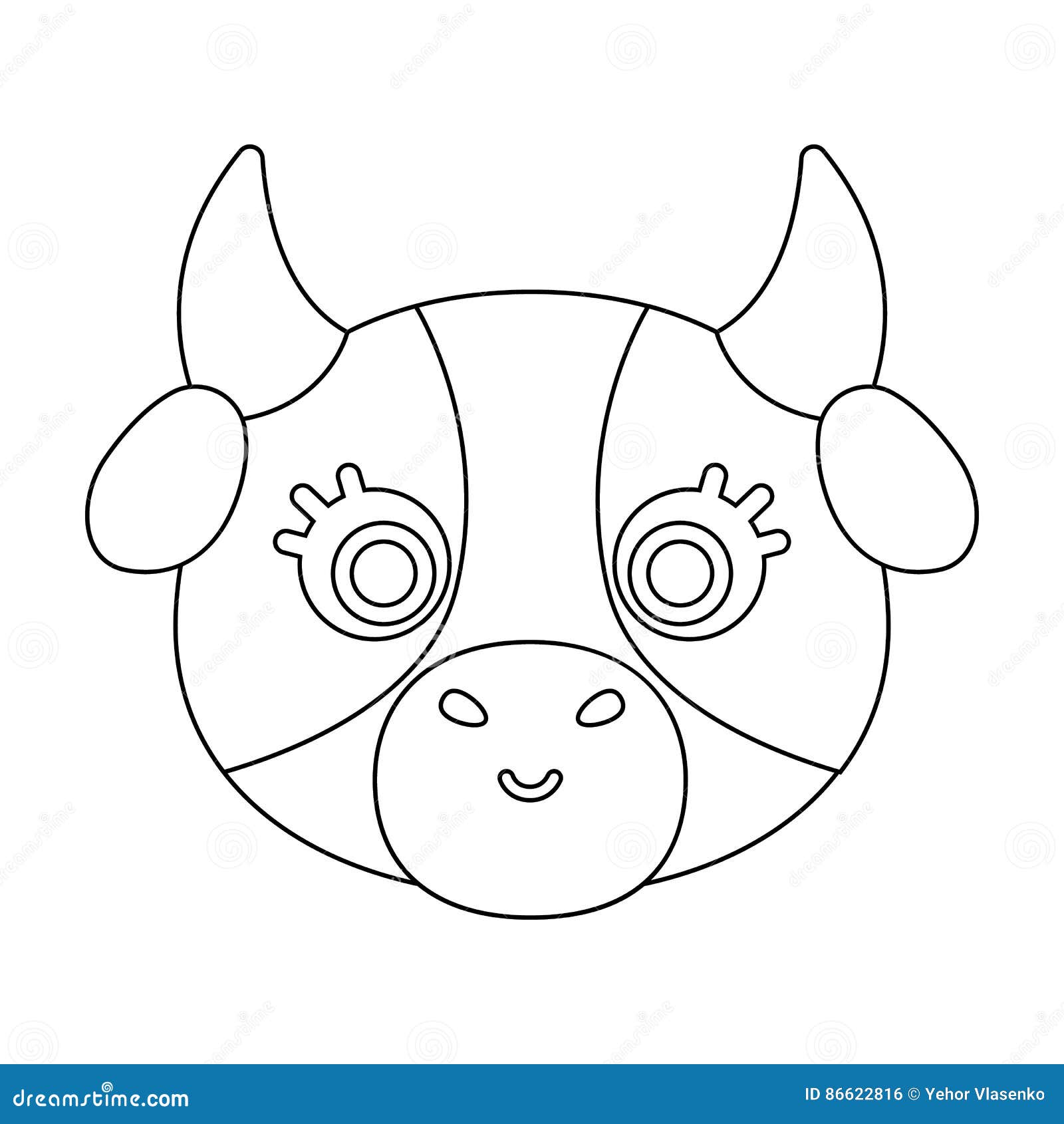 Cow Muzzle Icon in Outline Style Isolated on White Background. Animal ...