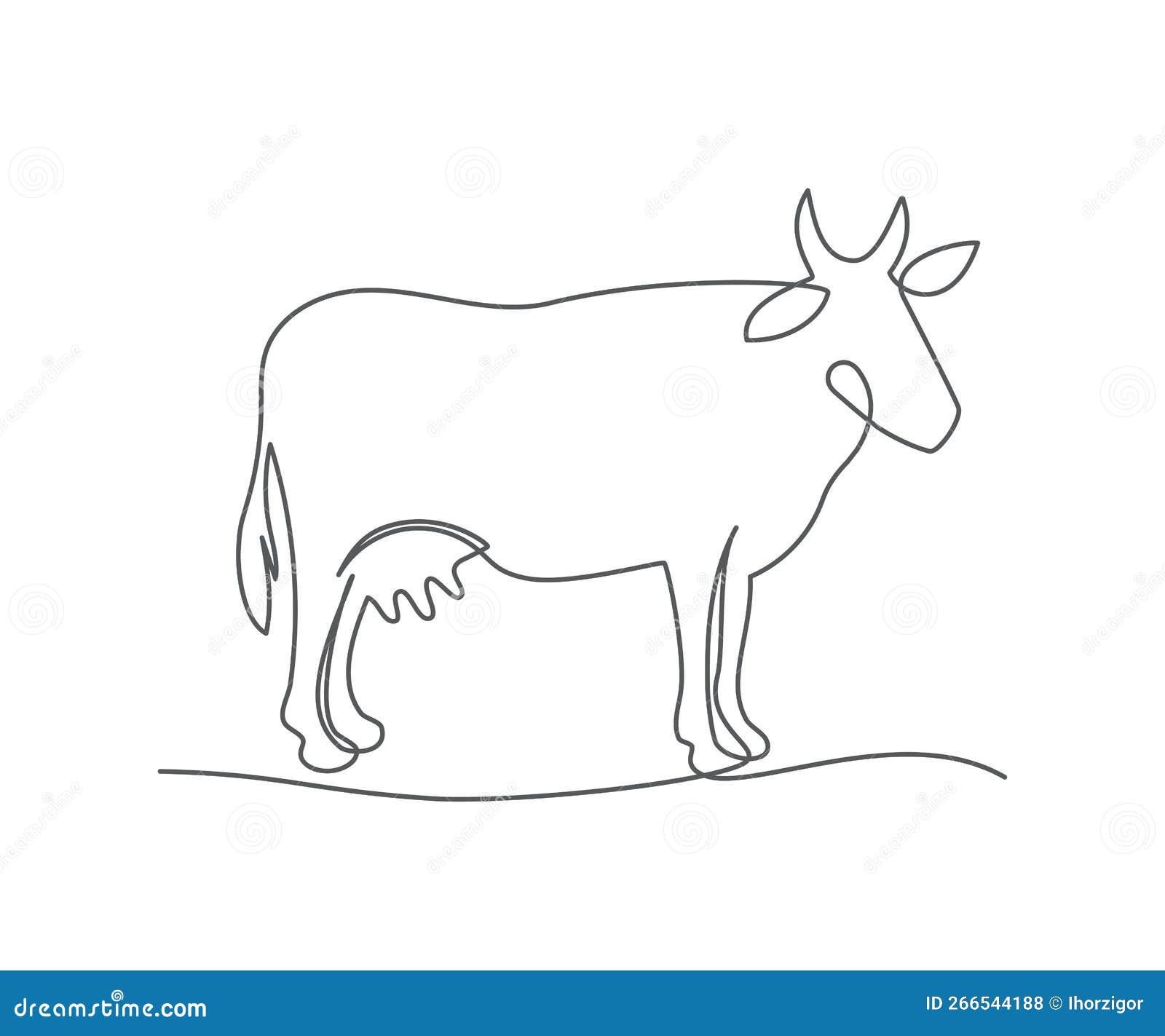 Cow One Line Drawing on White Background Stock Vector - Illustration of ...