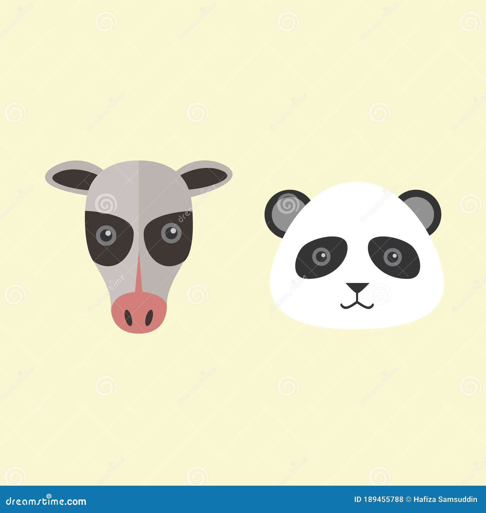 Cow and Panda. Vector Illustration Decorative Design Stock Vector ...