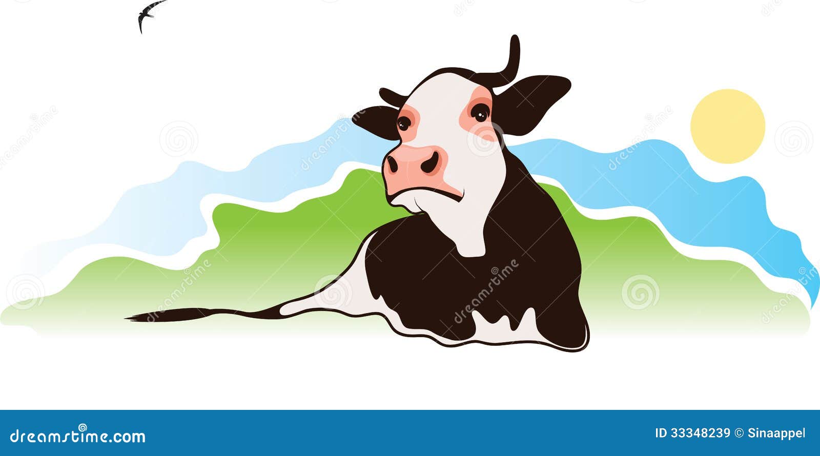 Cow on the pasture stock vector. Illustration of cartoon - 33348239