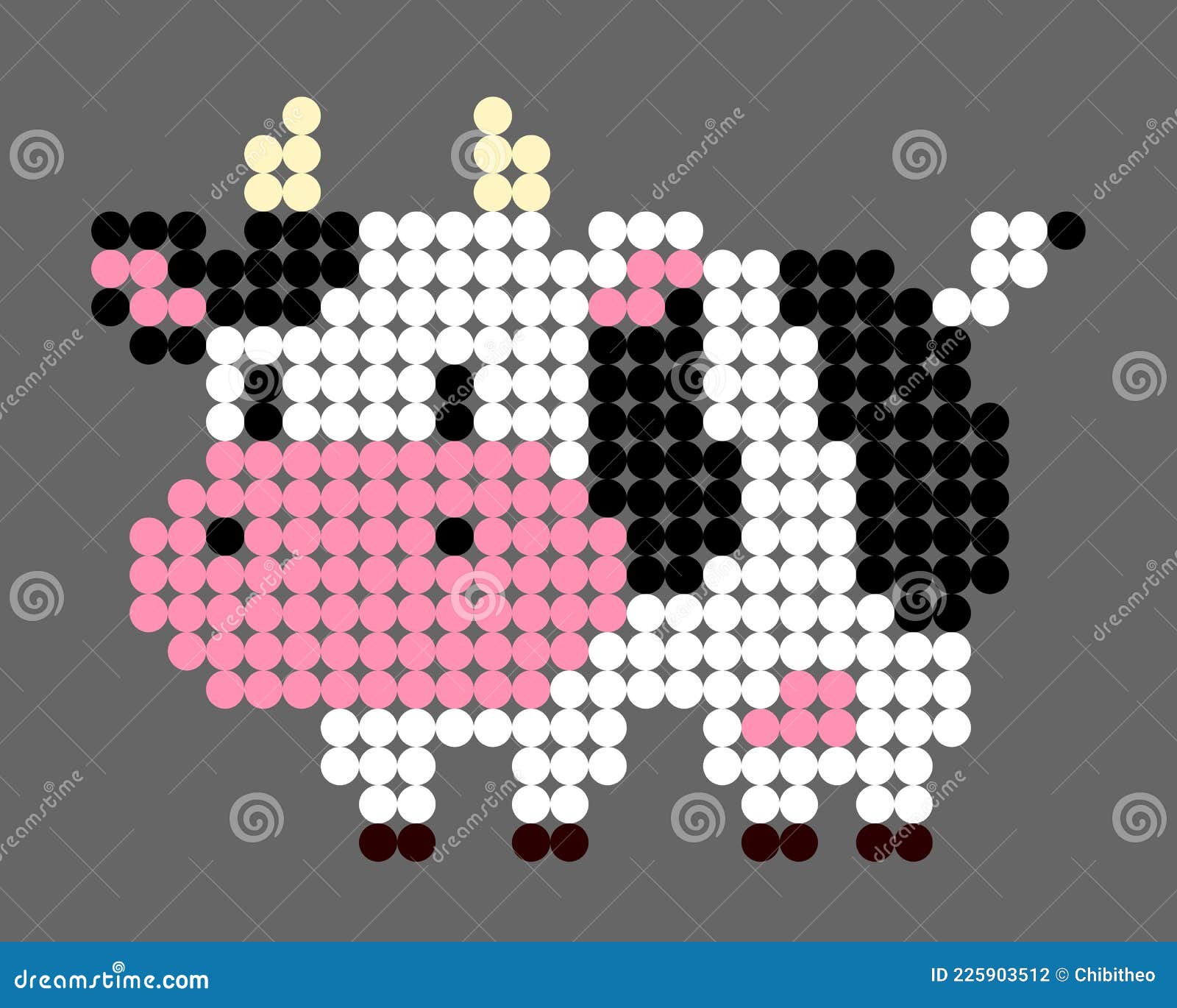 Cow Pattern. Dots Pixel Cow Image Stock Vector - Illustration of cute ...