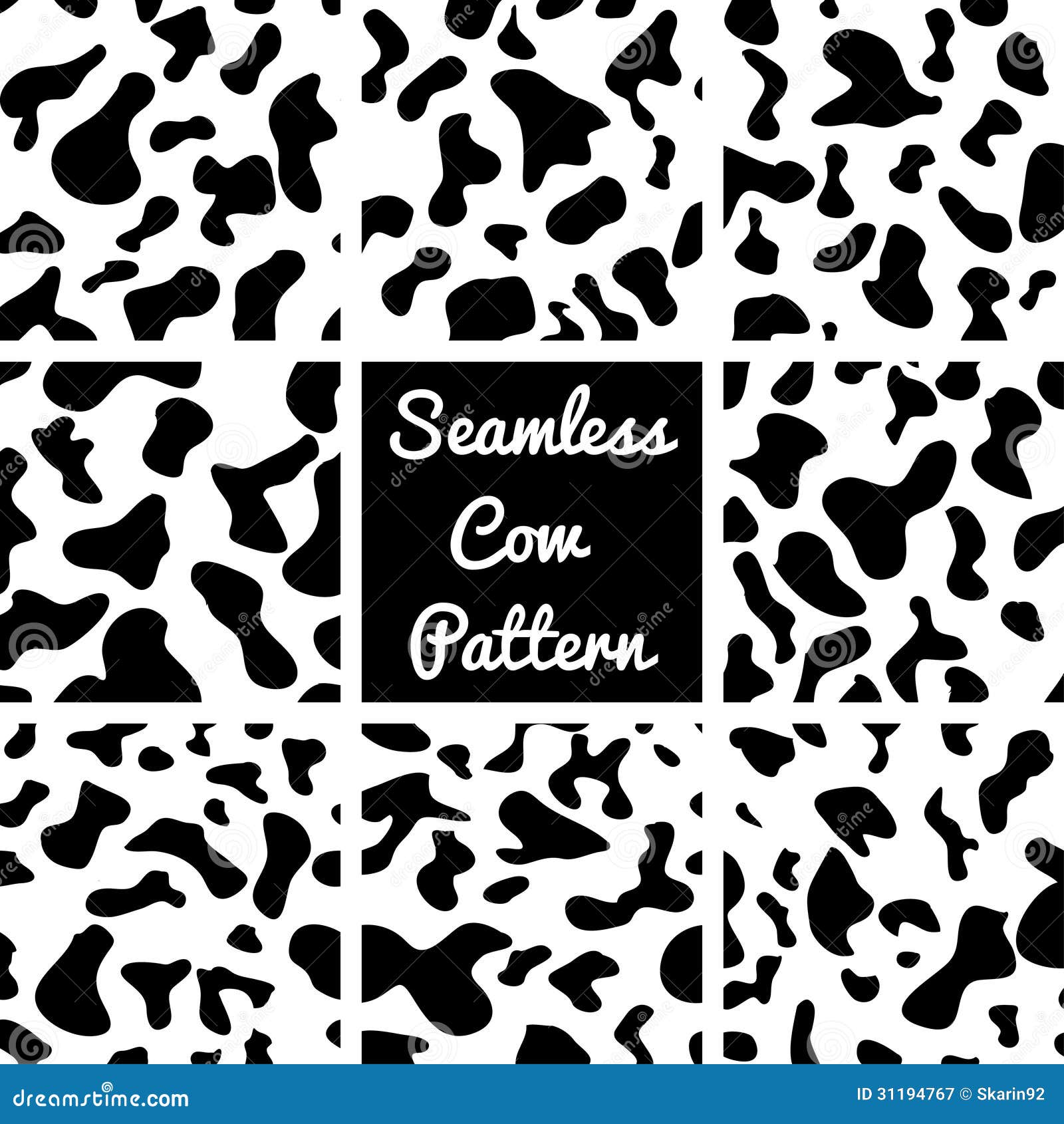 Cow Pattern on White Background Stock Illustration - Illustration of ...