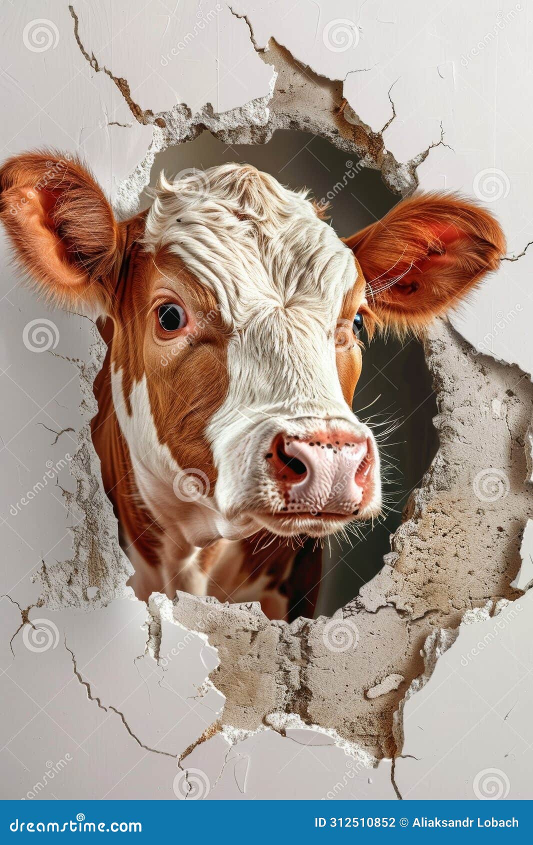 A Cow Peeks through a Hole in the Wall Stock Photo - Image of portrait ...