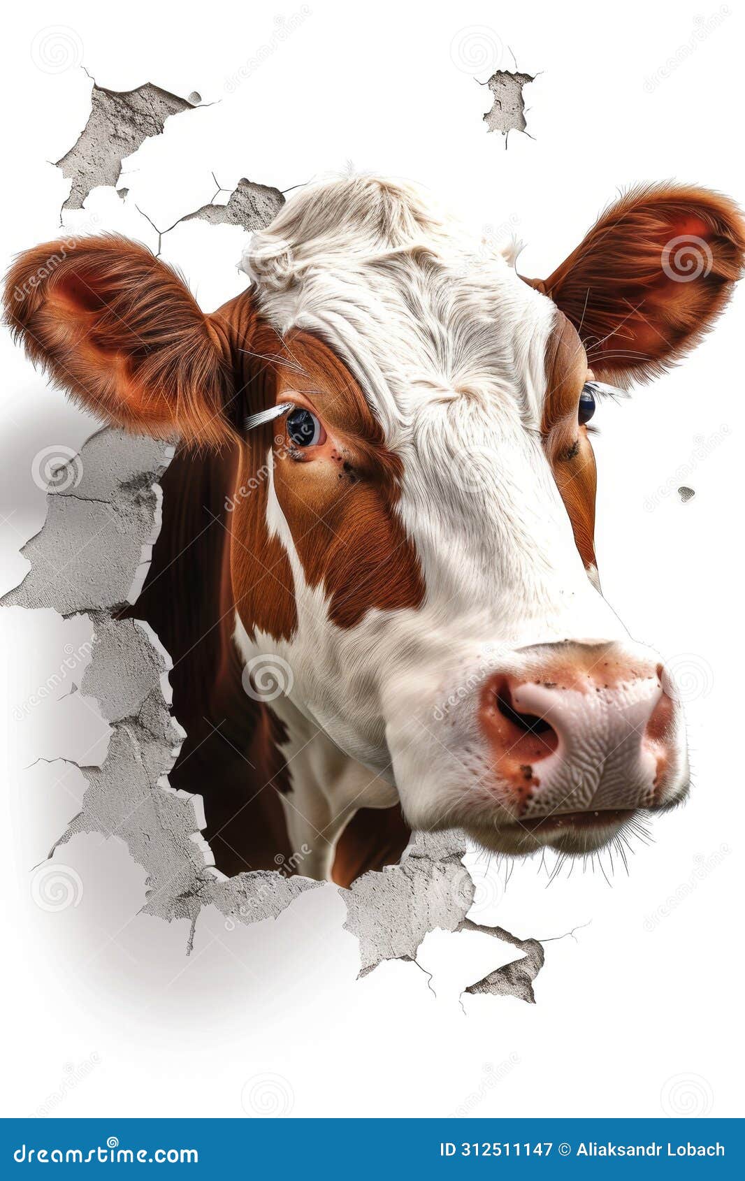 A Cow Peeks through a Hole in the Wall Stock Image - Image of ...